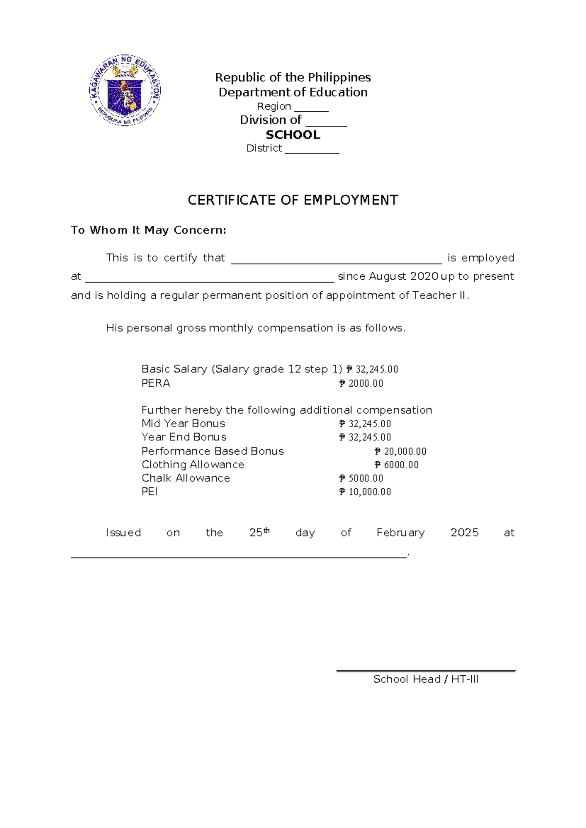 Deped coe - Republic of the Philippines Department of Education Region ...