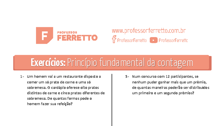 PFC 01 - Exercícios sobre Princípio Fundamental da Contagem - Studocu