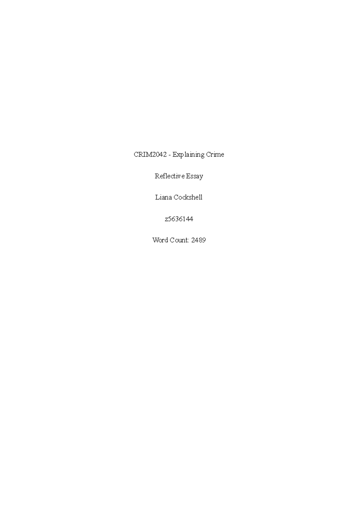 CRIM2042 Reflective Essay on Incarceration & First Nations Justice ...