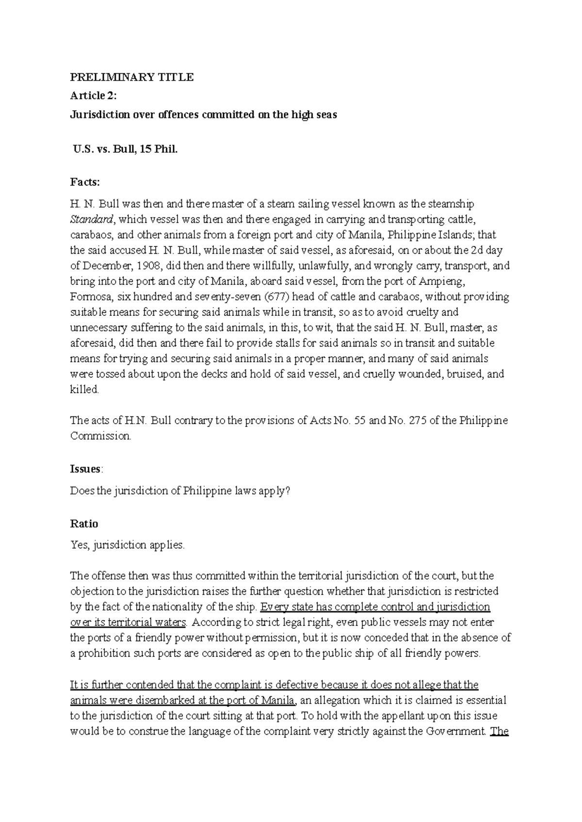 Crim Law Case Digests: Jurisdiction & Offence Analysis - Studocu