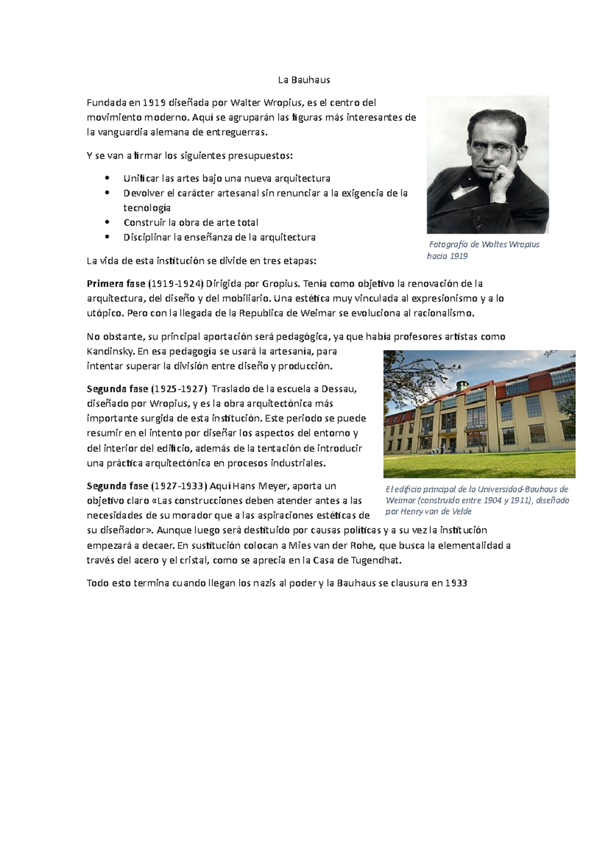 La Bauhaus - xcvbnm,.- La Bauhaus Fundada en 1919 diseñada por Walter ...