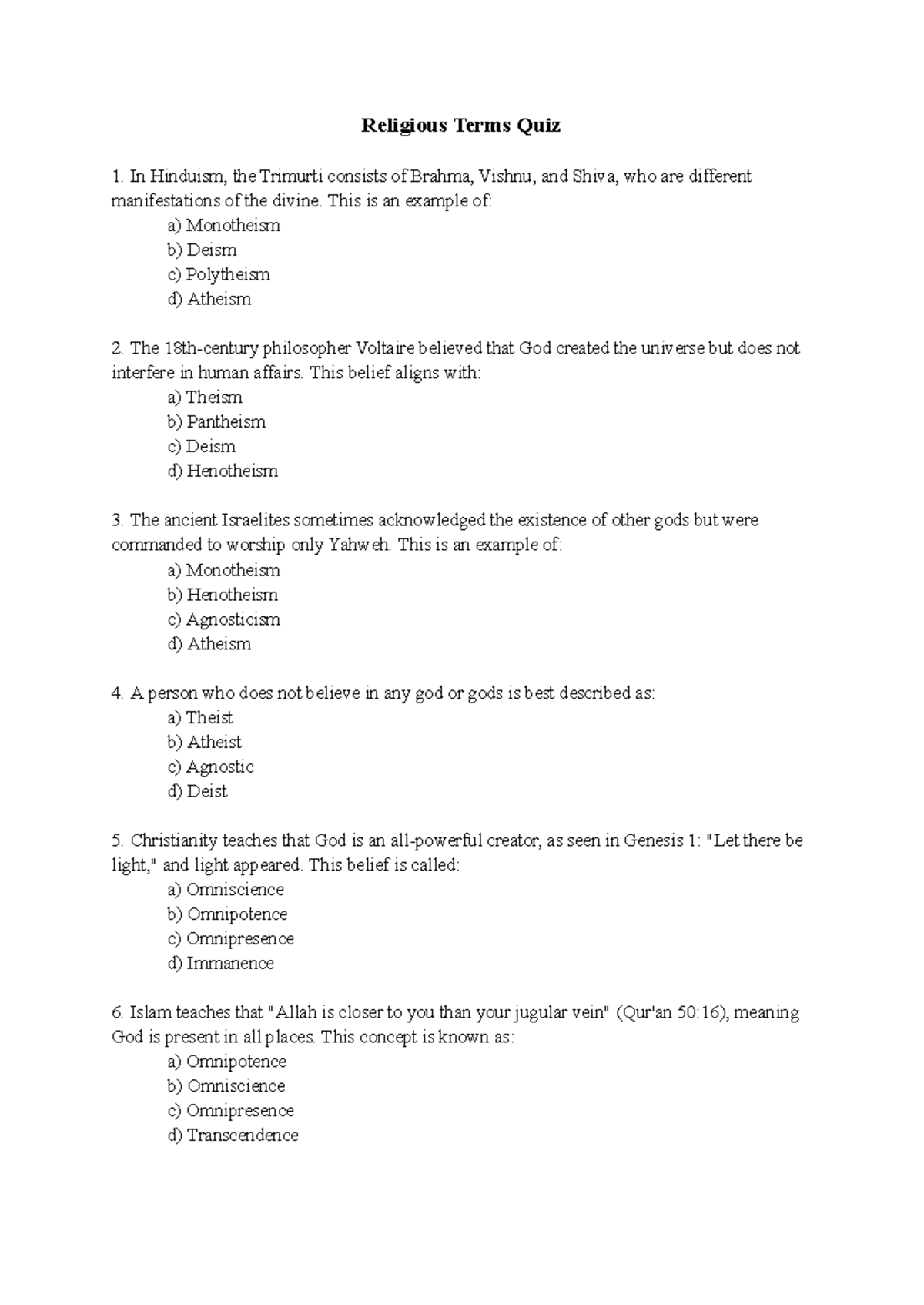 SOR 11 5 Religious Terms Quiz: Key Concepts in Religion - Studocu