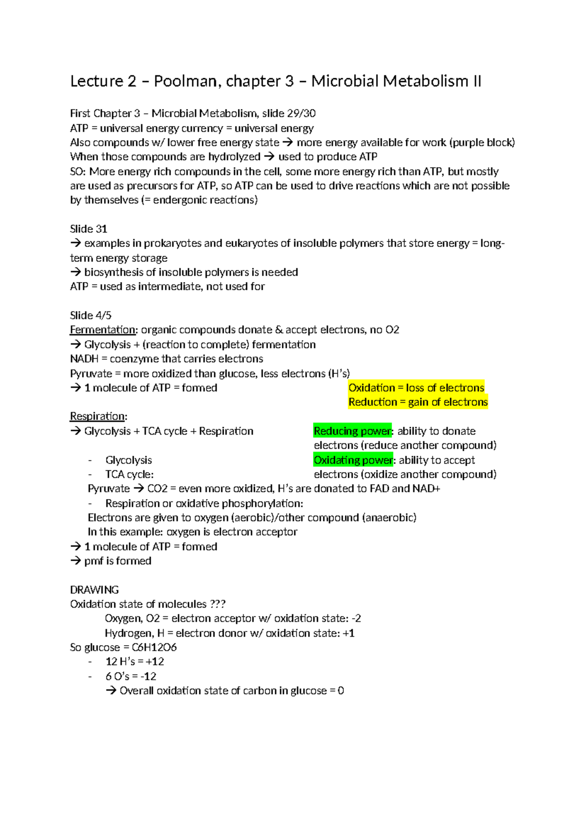 Aantekeningen Microbiology - Lecture Notes on Microbial Metabolism II ...