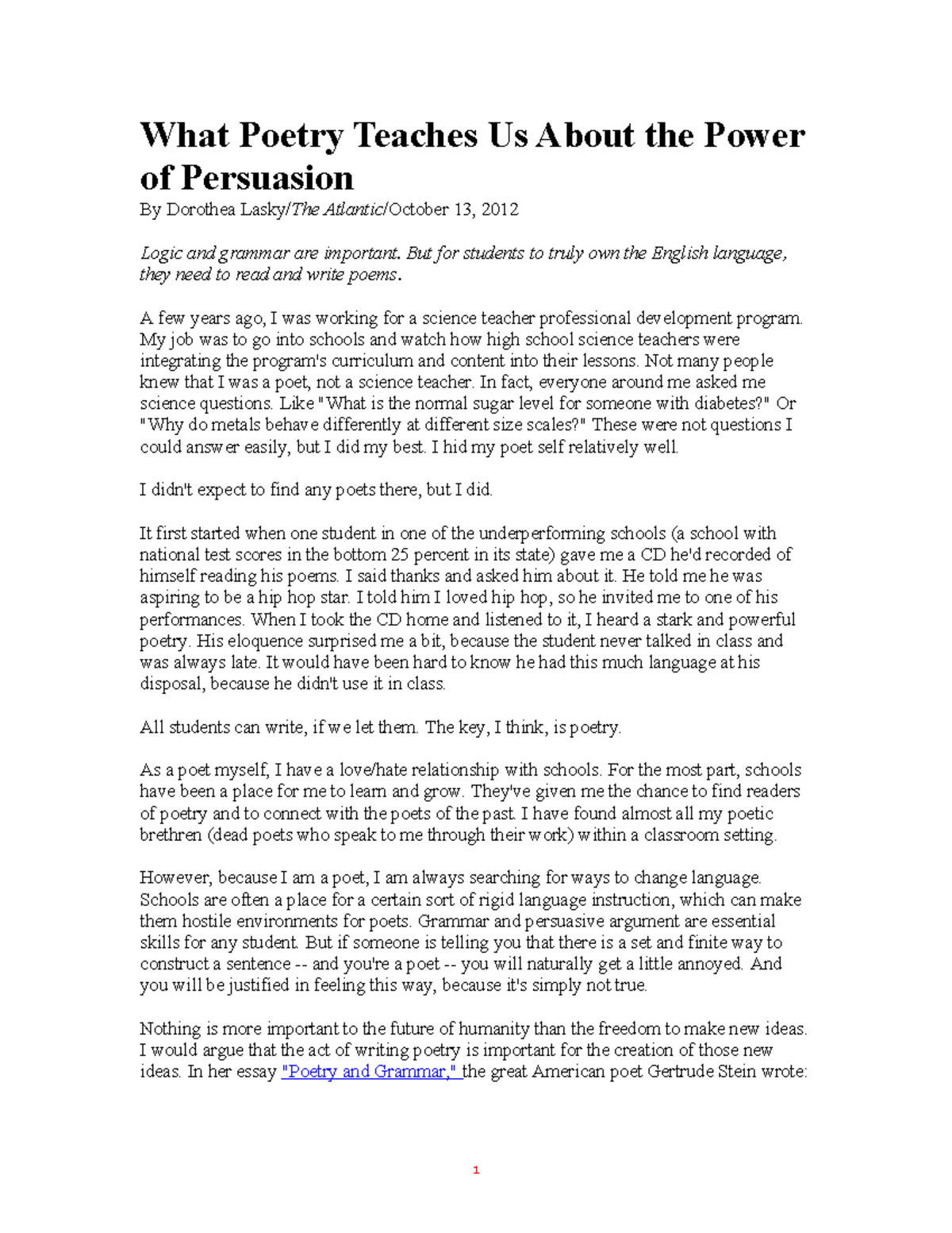 ENG 101: The Impact of Poetry on Persuasion Skills - Studocu