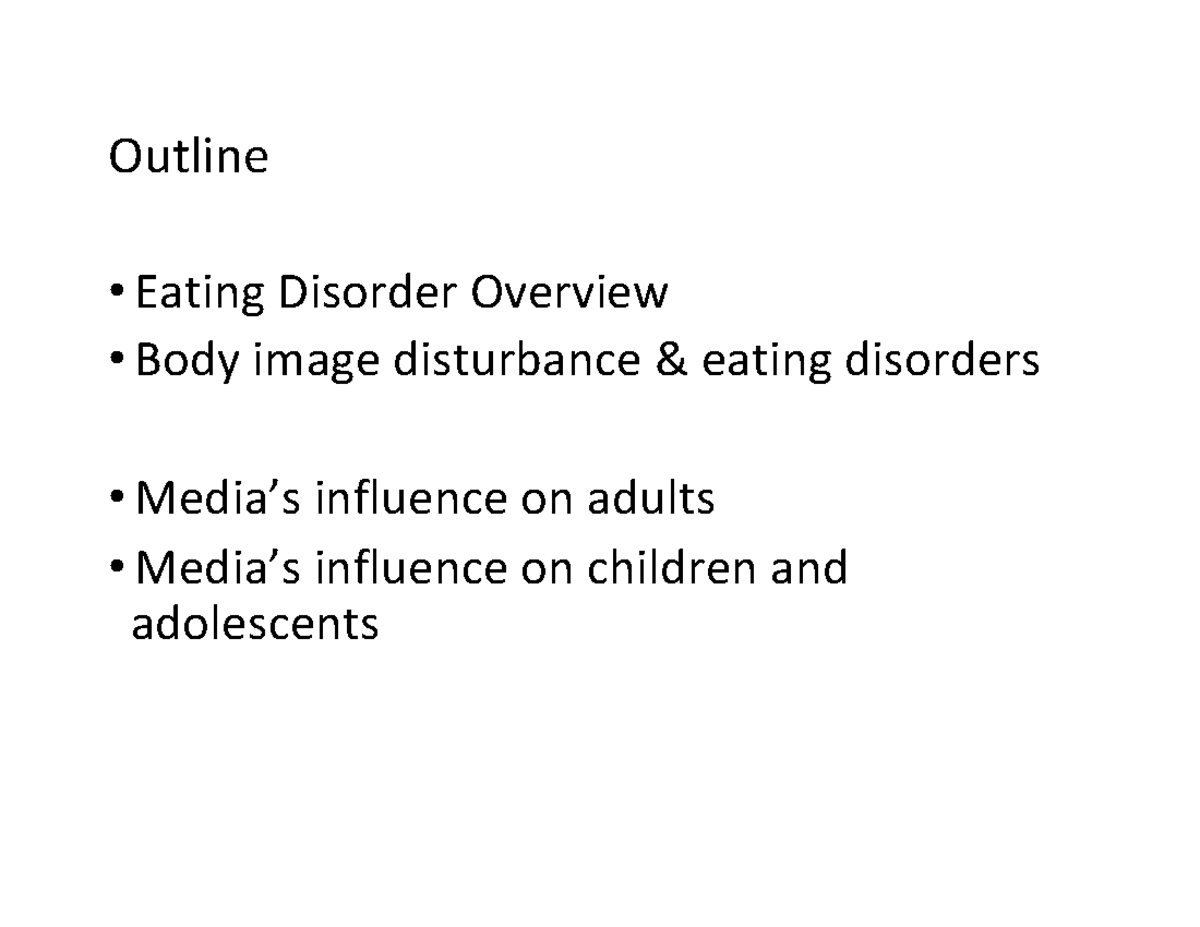 Eating Disorders Overview and Key Concepts - Studocu