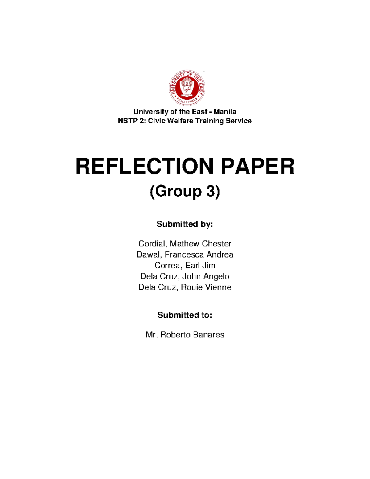 NSTP 2 Reflection Paper: Civic Welfare Training Service Insights - Studocu