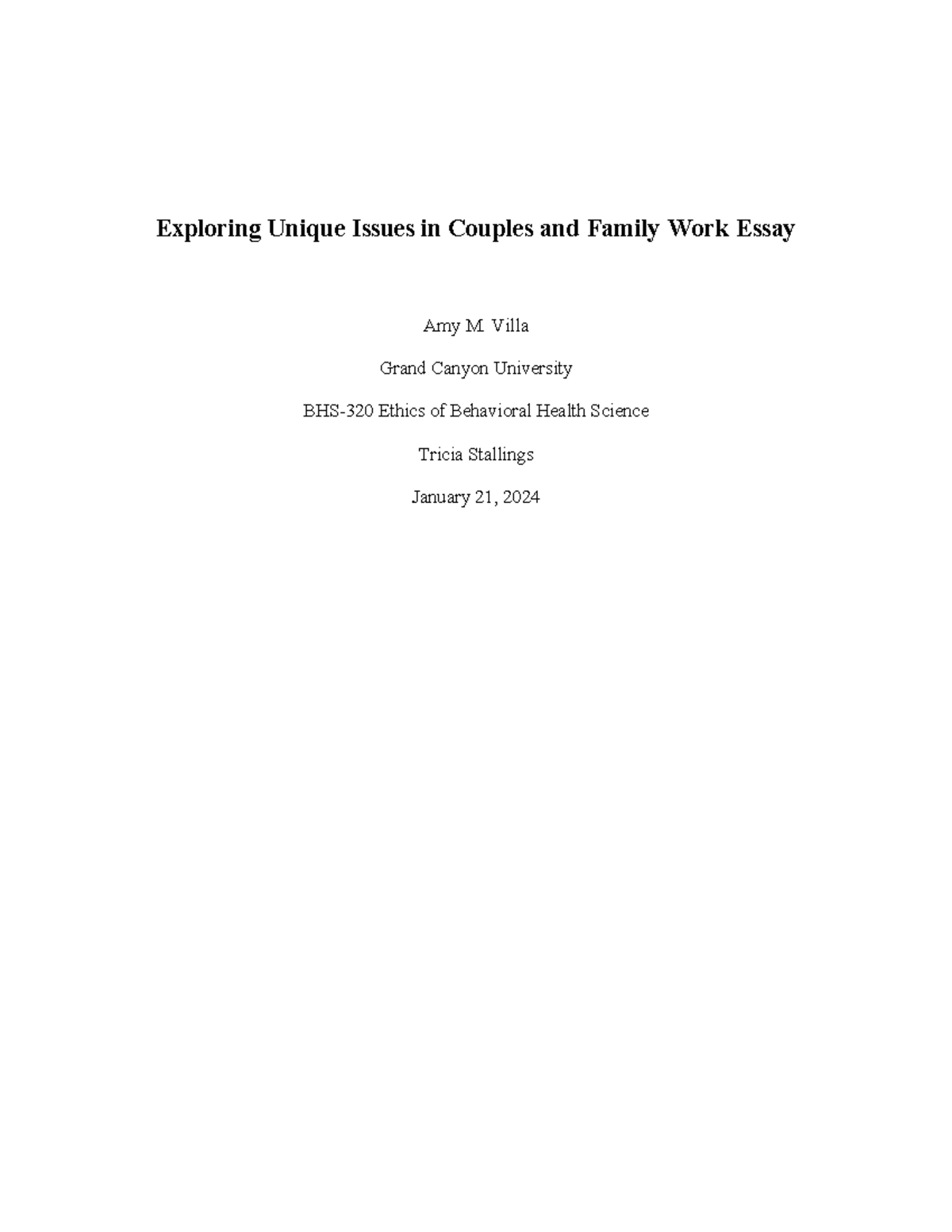 Exlporing Unique Issues in Couples and Fmaily Work Essay - Villa Grand ...