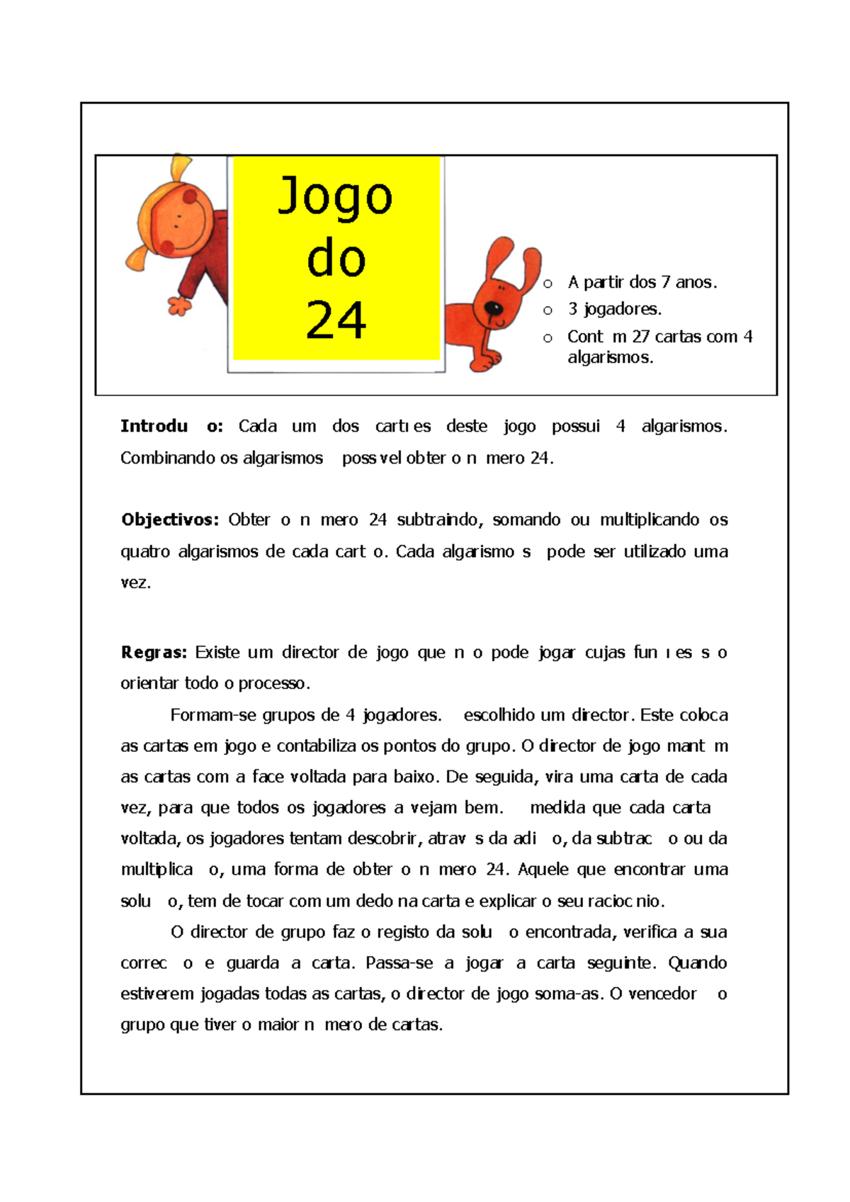 Jogo do 24 - Regras e Objetivos para Jogadores a Partir dos 7 Anos ...