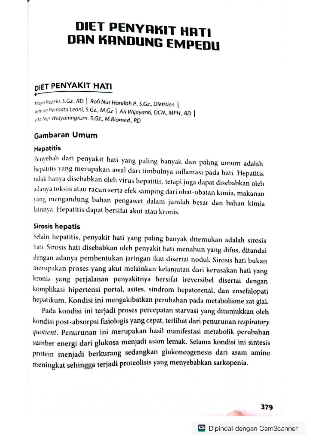 Diet Penyakit Hati dan Kandung Empedu: Panduan Gizi dan Terapi - Studocu