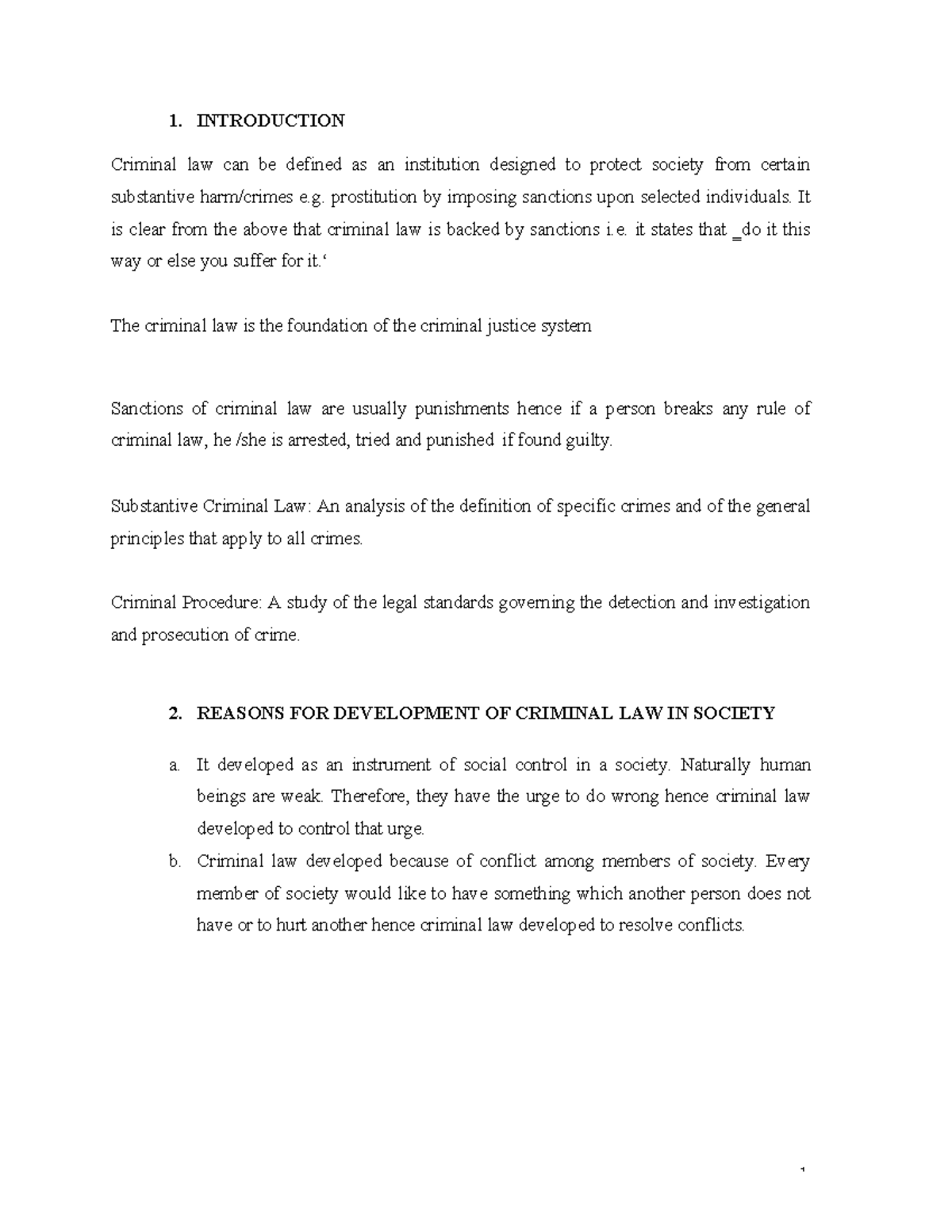 Criminal Law Notes-1: Introduction to the Law of Crime - Studocu