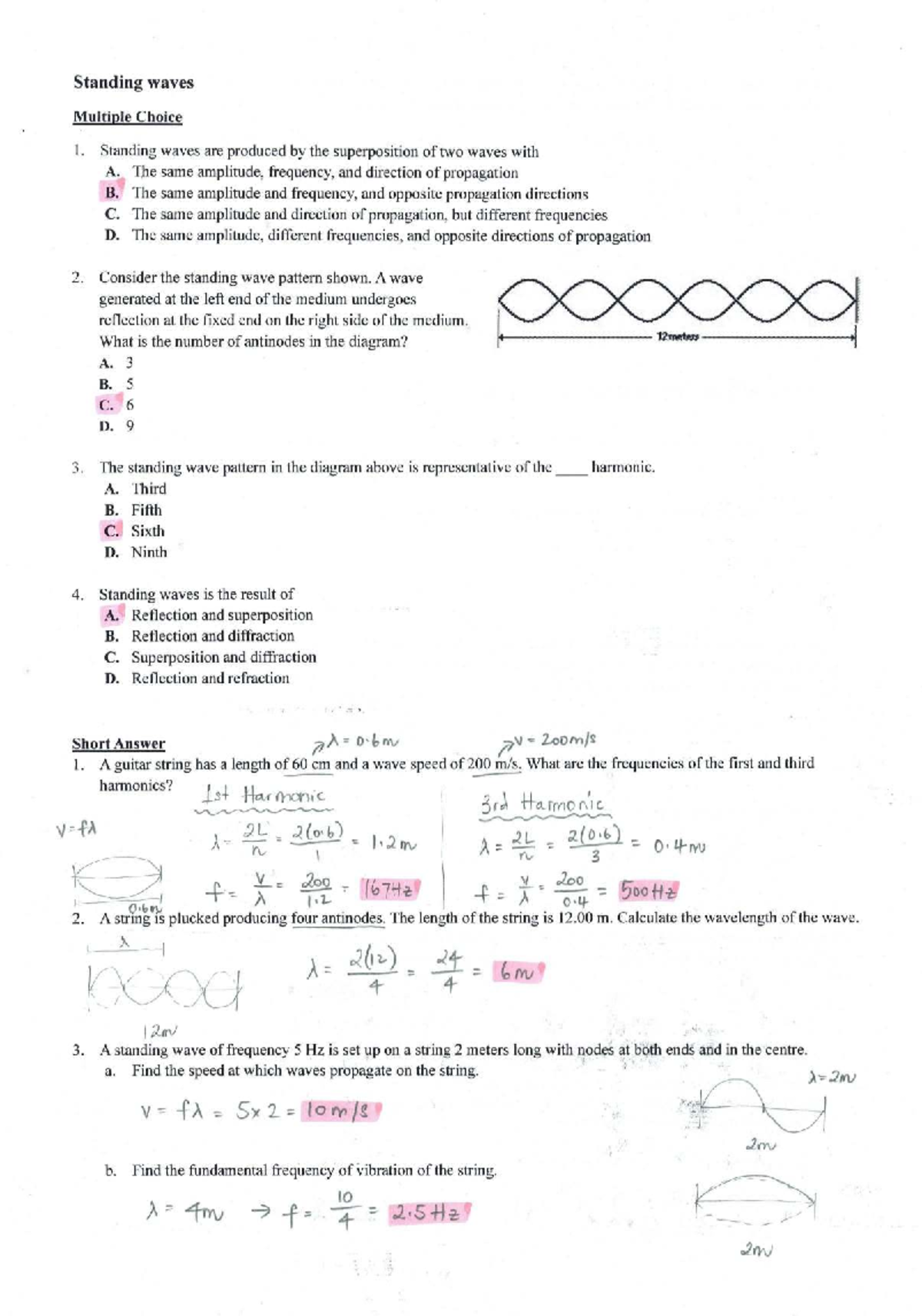 Standing Waves (String) MCQ & Short Answer Solutions - Studocu