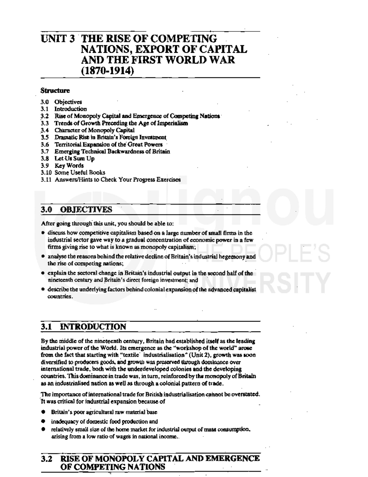 UNIT 3: THE RISE OF MONOPOLY CAPITAL AND COMPETING NATIONS IN THE FIRST ...
