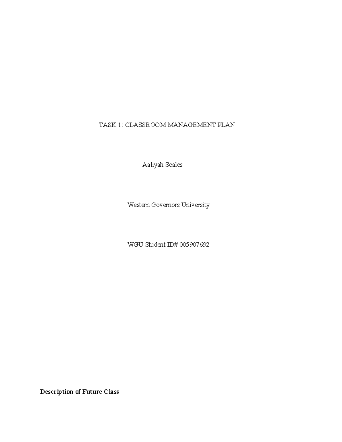 Document 1 - PASSED on first attempt! - TASK 1: CLASSROOM MANAGEMENT ...