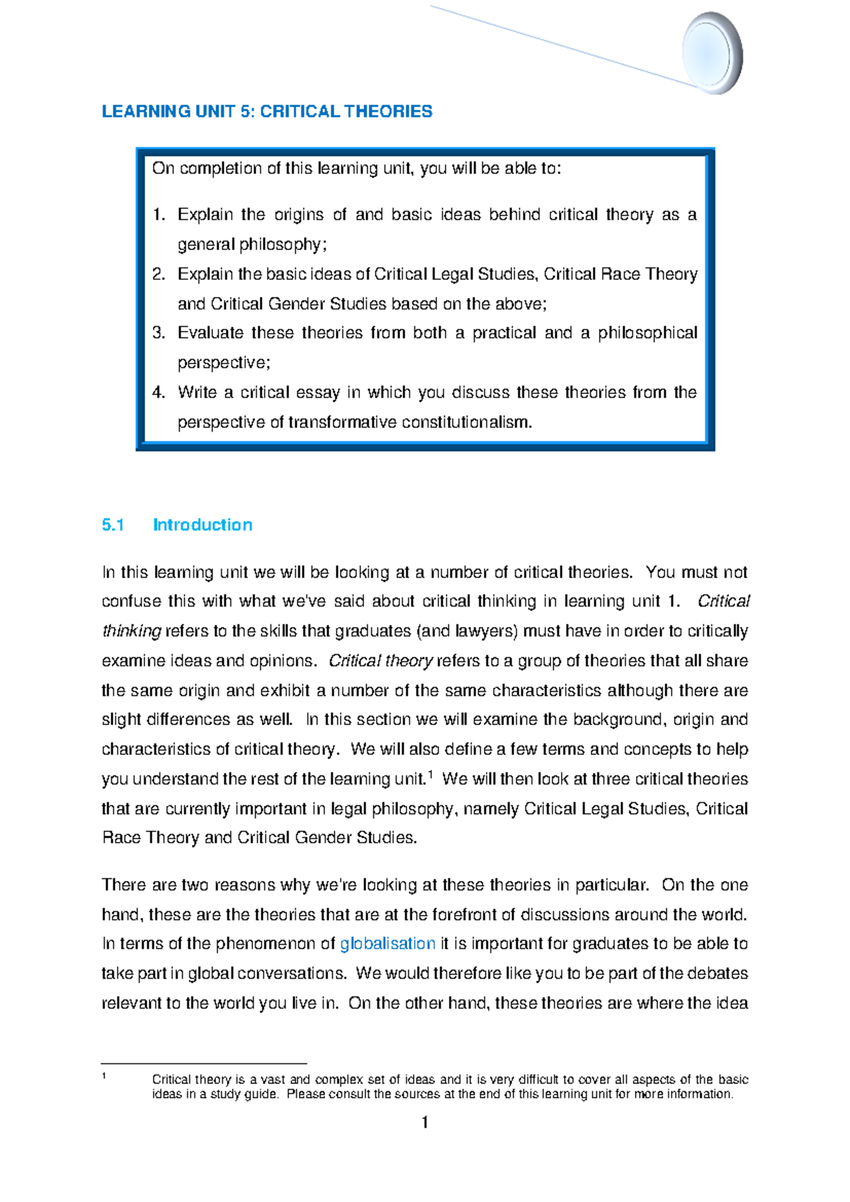 Learning Unit 5 Study Guide: Exploring Critical Theories - LJU4801 ...