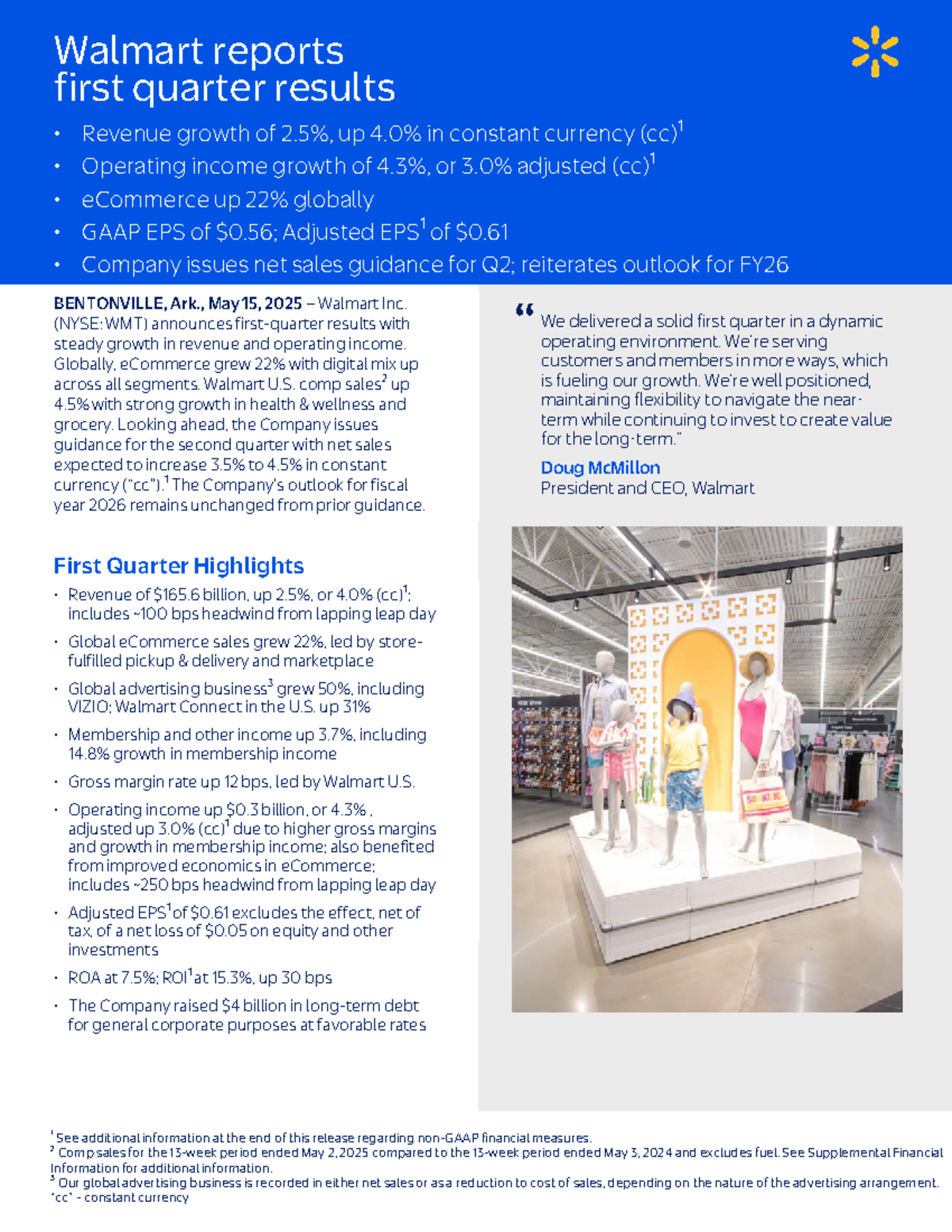Walmart Inc. Earnings Release: FY26 Q1 Financial Results and Outlook ...