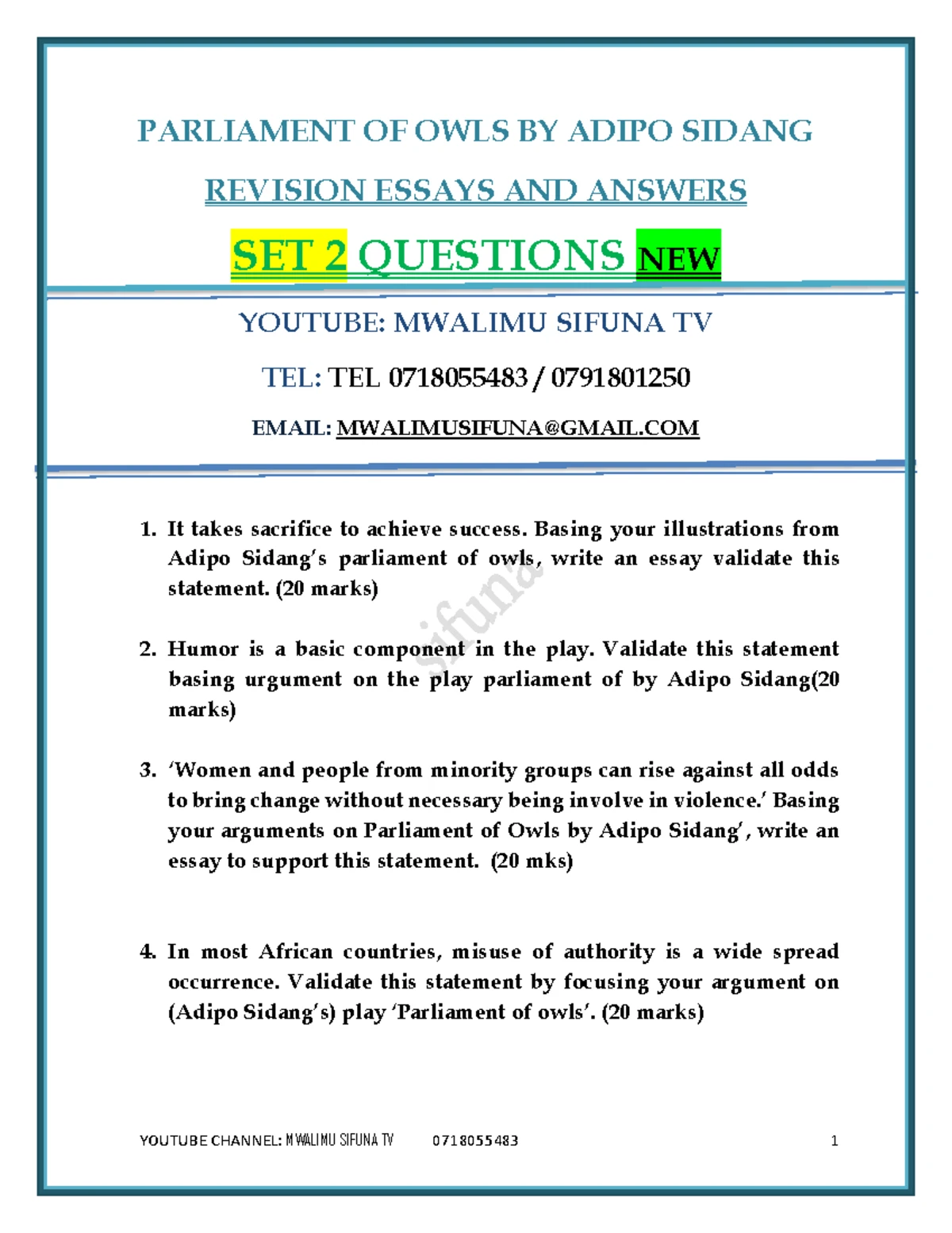 Owl - Get complete study notes for Parliament of Owls 0718055483 - A ...