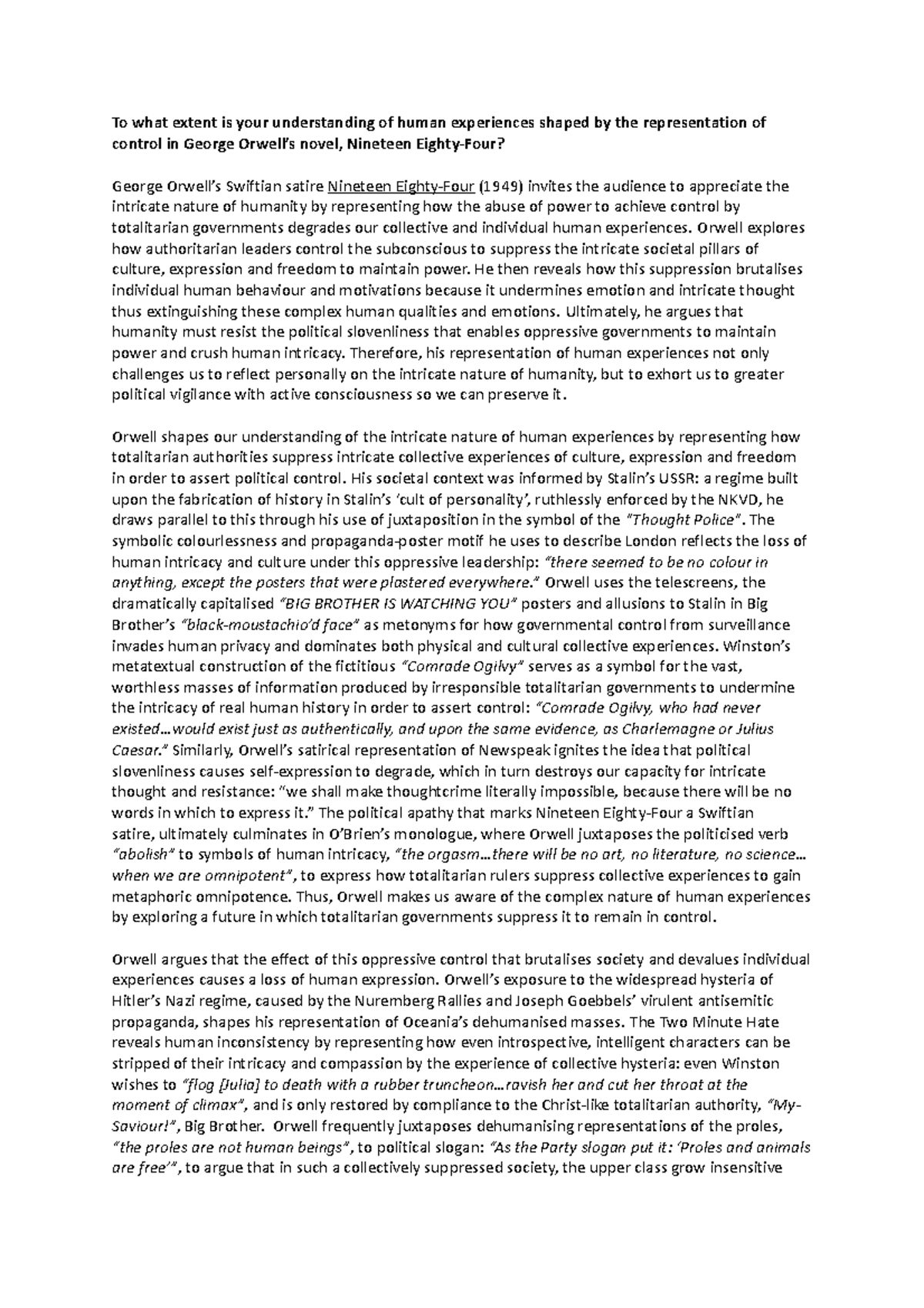 HSC Common MOD Essay - To what extent is your understanding of human ...