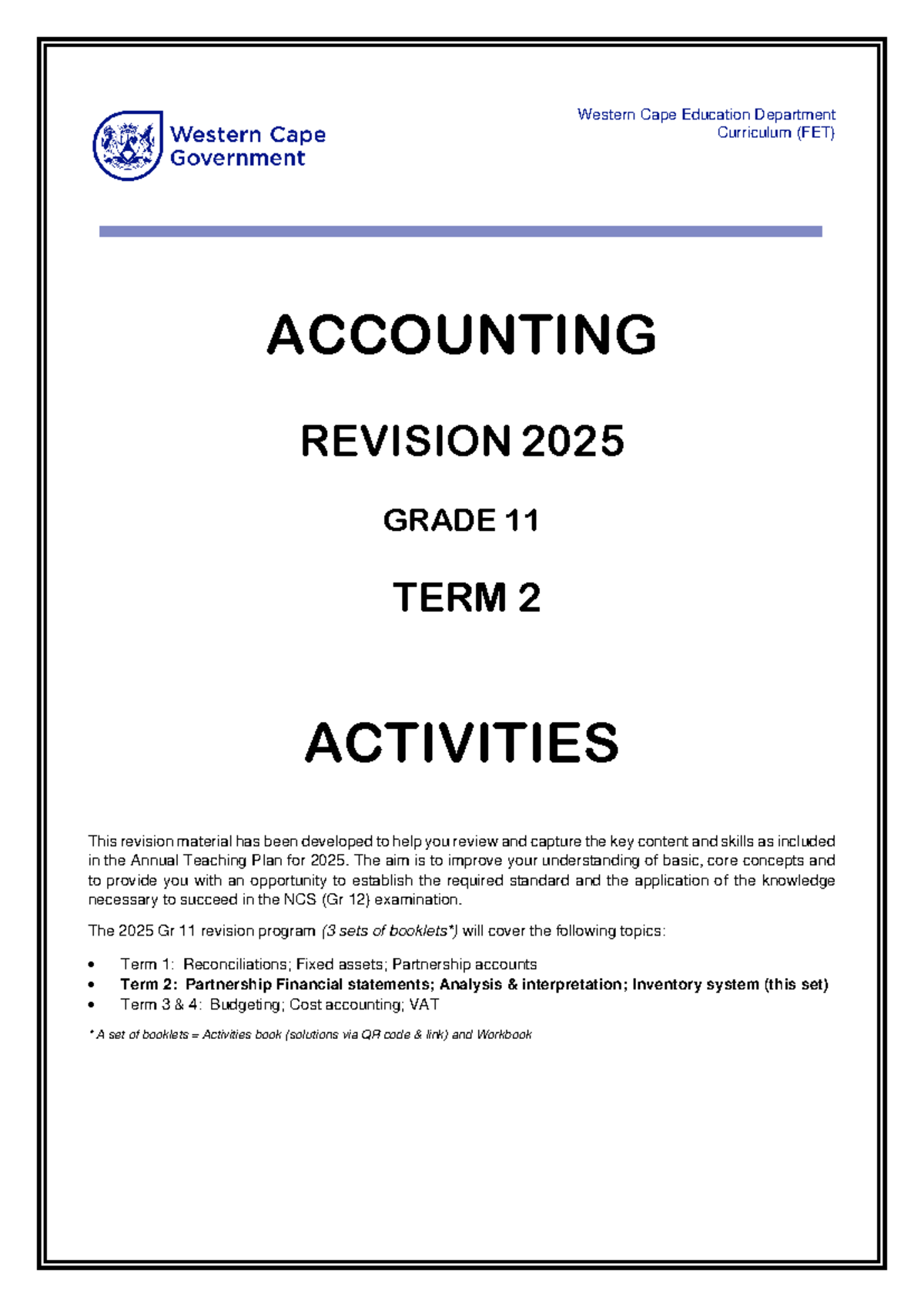 Grade 11 Accounting Term 2 Revision Notes 2025 - Studocu