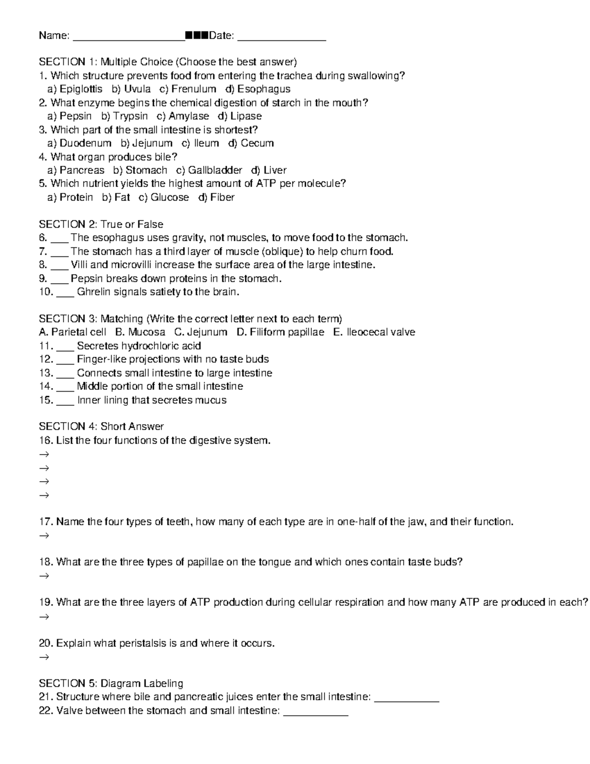 Biod 151 Practice Test: Module 3 Review Questions and Answers - Studocu