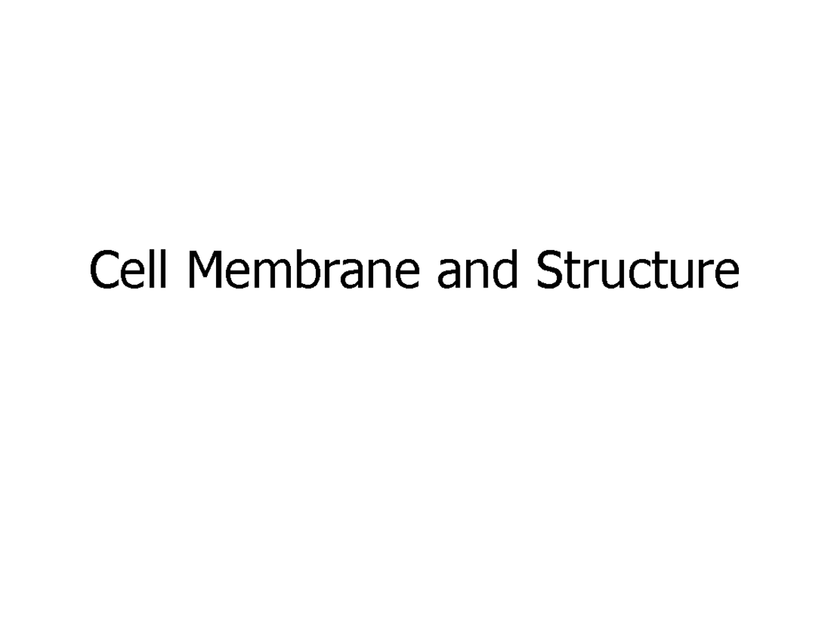 Introduction to Cell Membrane Structure and Function (BIO101) - Studocu