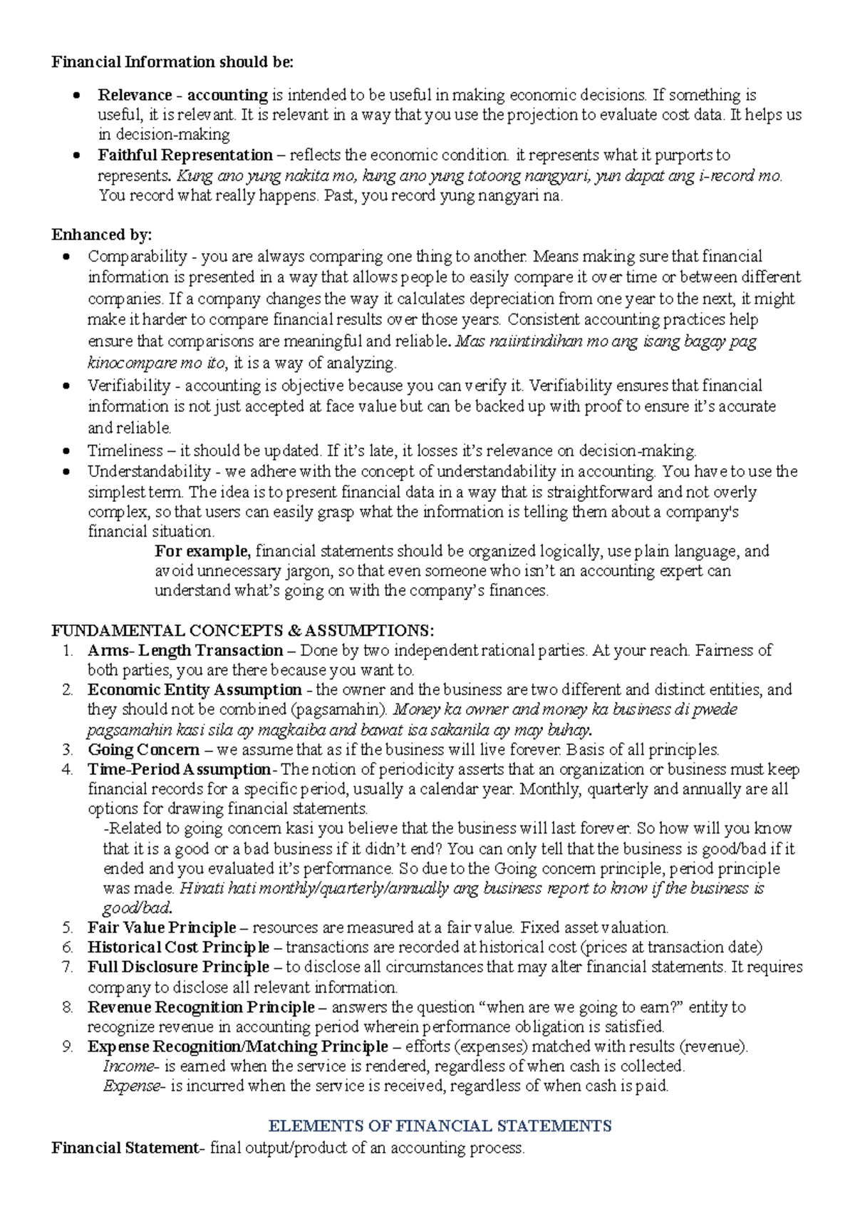 Financial Statement Overview: Key Concepts & Principles - Studocu