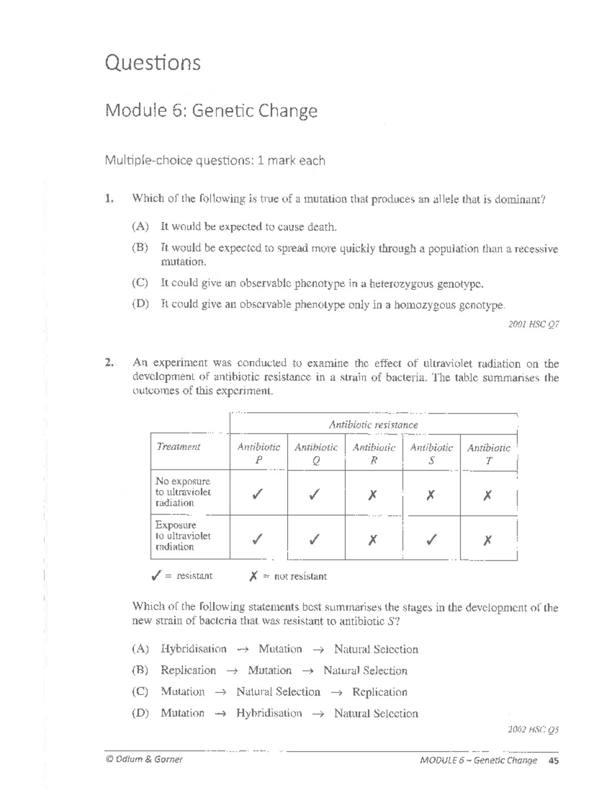 Module 6: Genetic Change - HSC Exam Questions and Answers - Studocu
