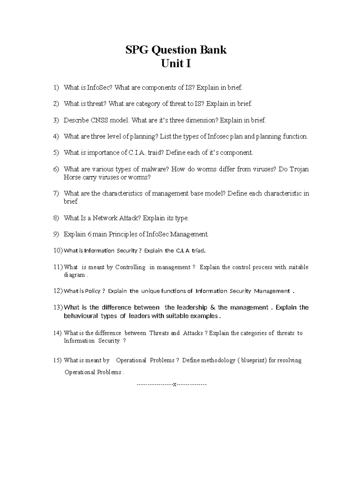 SP&G Unit 4 - VI Sem: InfoSec Policy Development Guidelines - Studocu