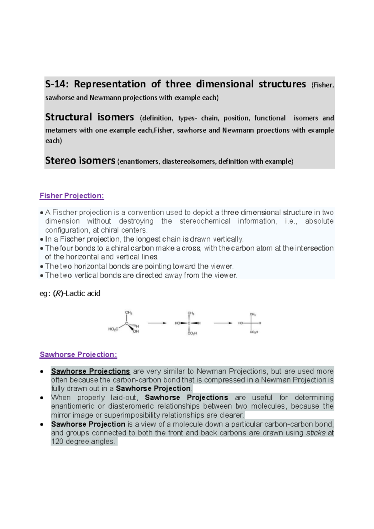 Unit 3 - Representation of 3D Structures & Configurations Notes - Studocu