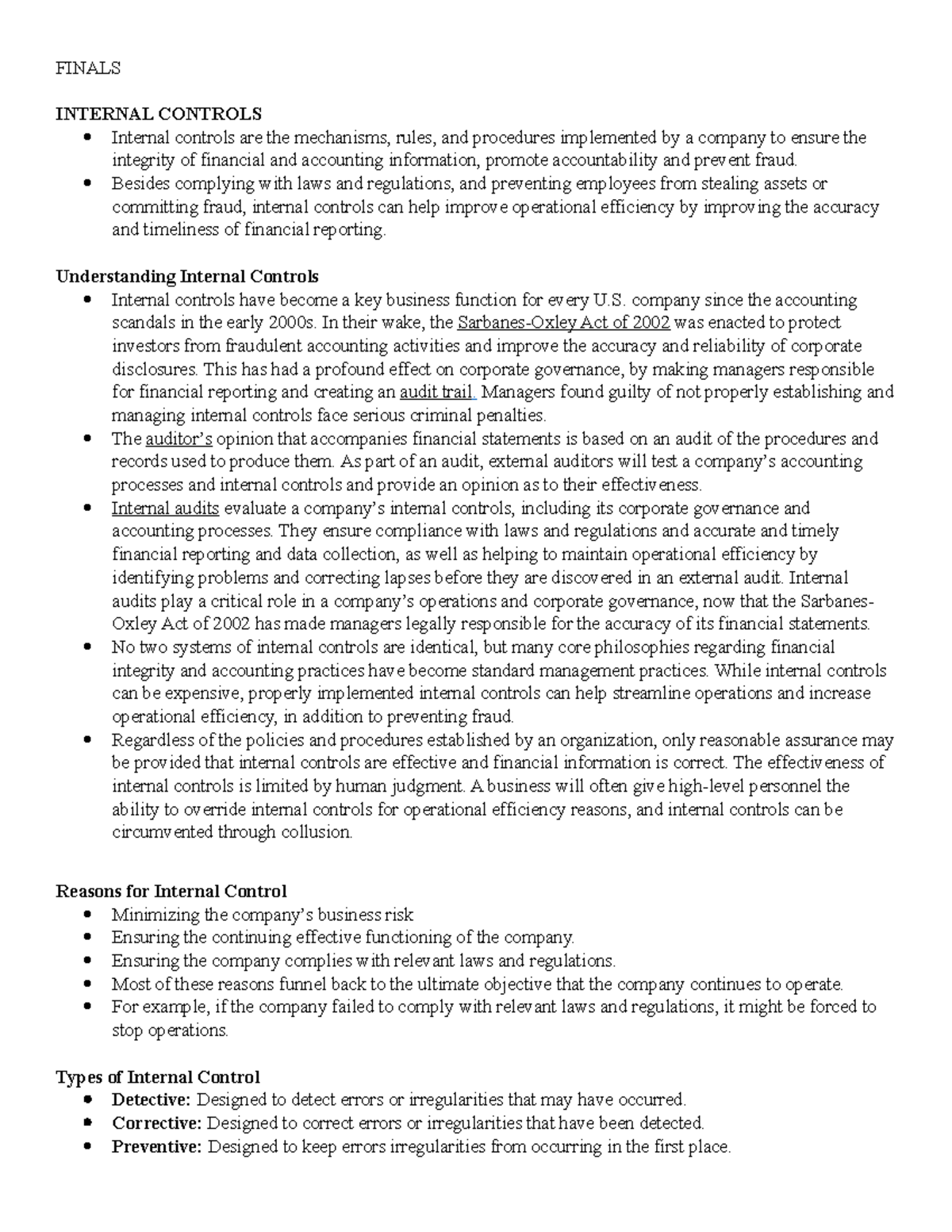 FINALS GOV 101: Internal Controls and Their Importance in Governance ...