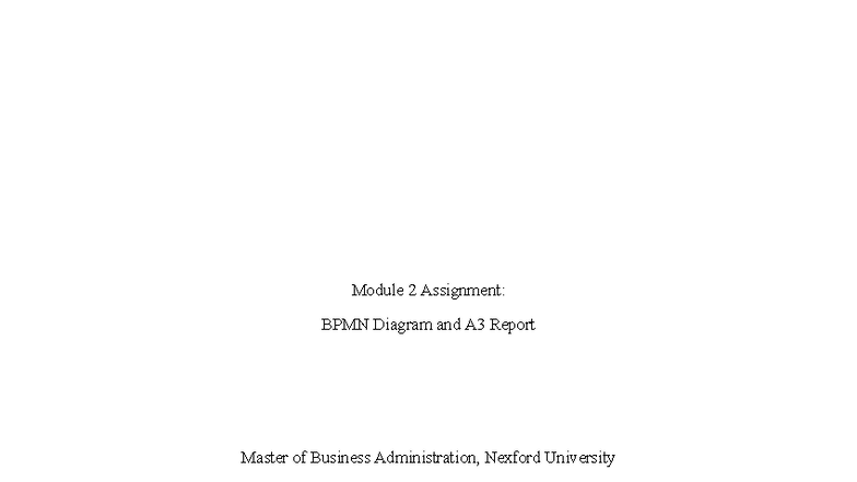Module 2 Assignment BPMN Diagram and A3 Report. Achille Bukuba - Module 2 Assignment: BPMN ...