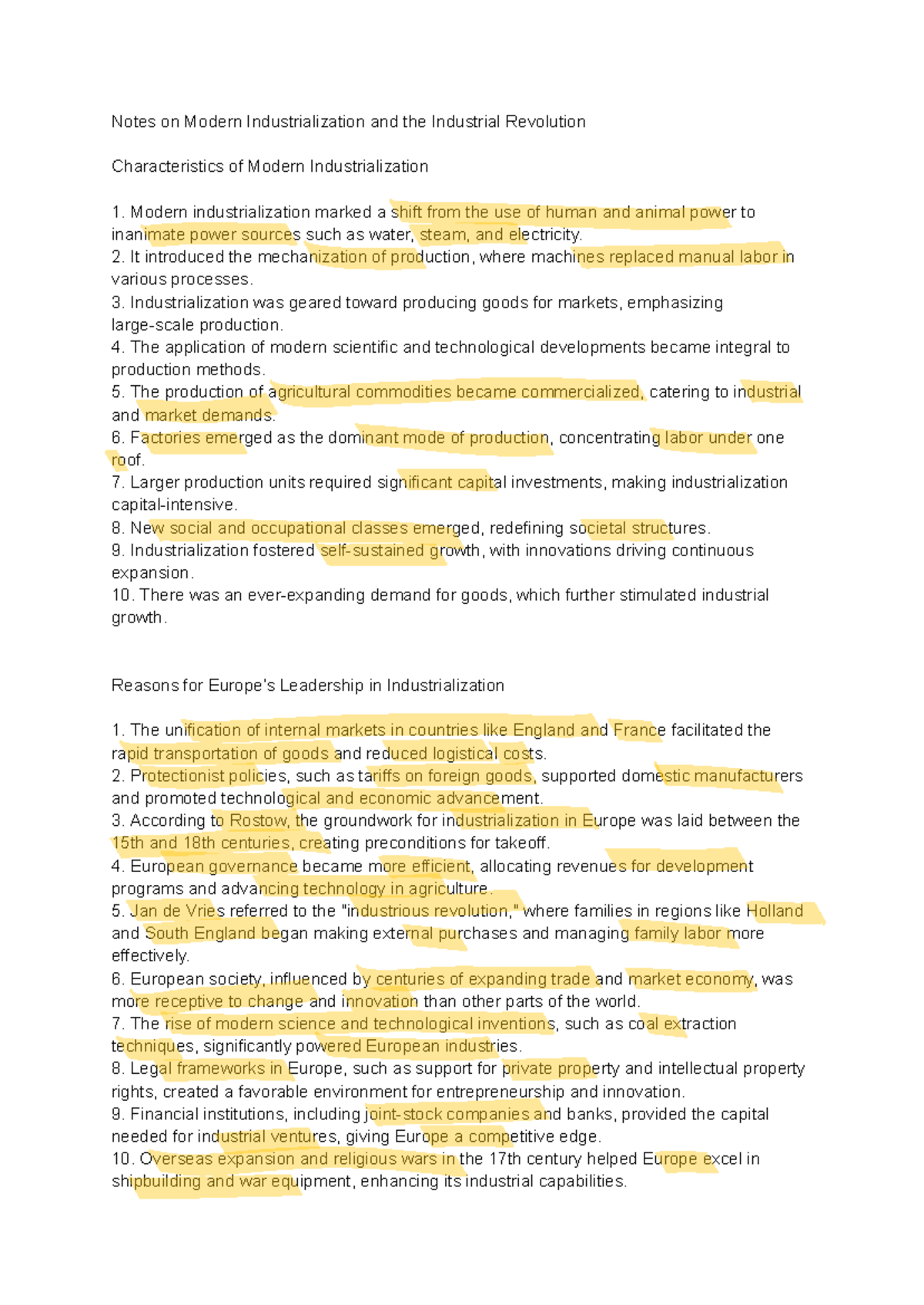 Untitled document-5 - Lecture notes - Notes on Modern Industrialization ...