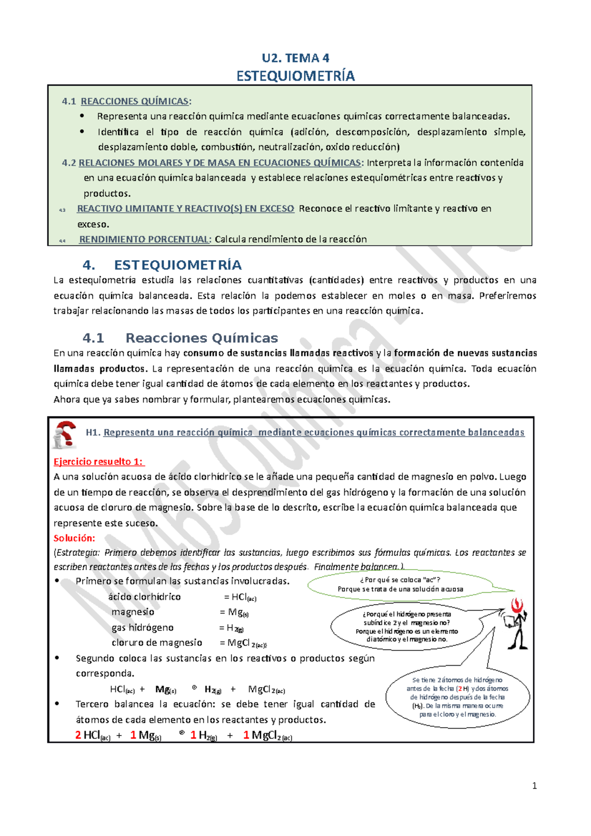 MA465 Estequiometría: Reacciones Químicas y Relaciones Molares - Studocu