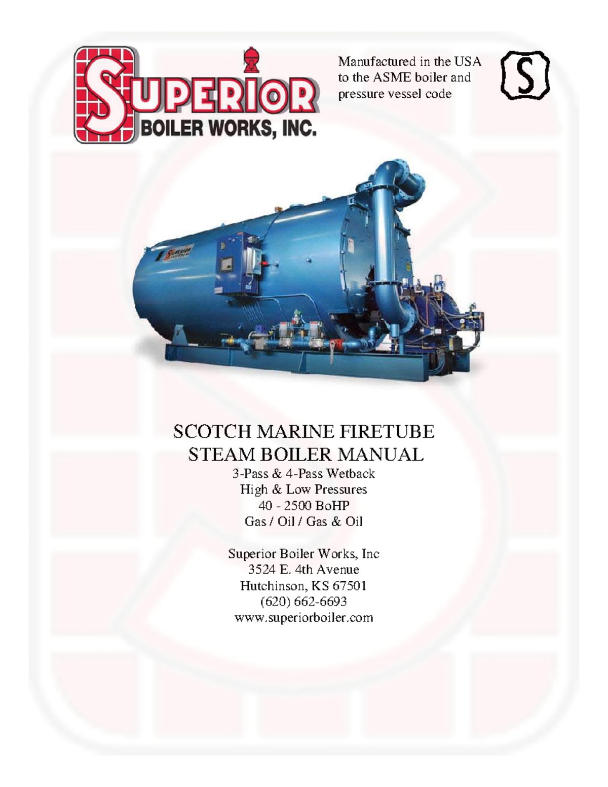 Wetback Steam Boiler Manual (ASME Code) - Superior Boiler Works - Studocu