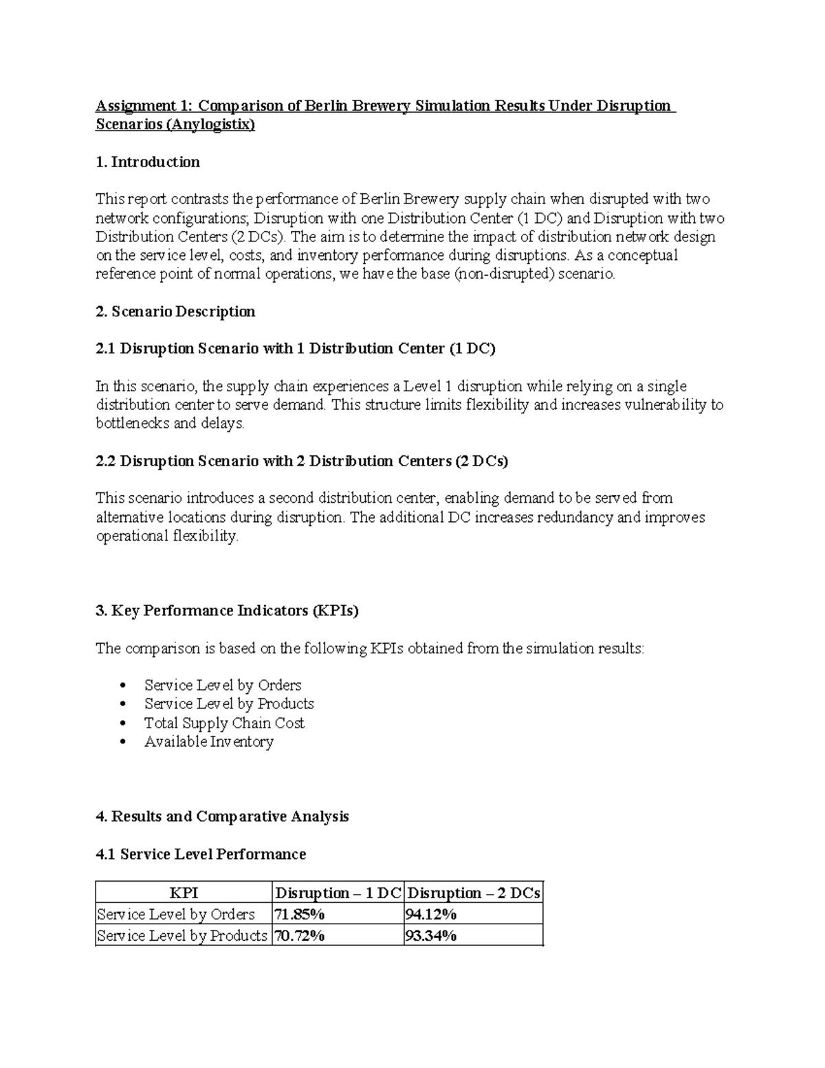 Assignment 1: Berlin Brewery Simulation Results Under Disruption ...