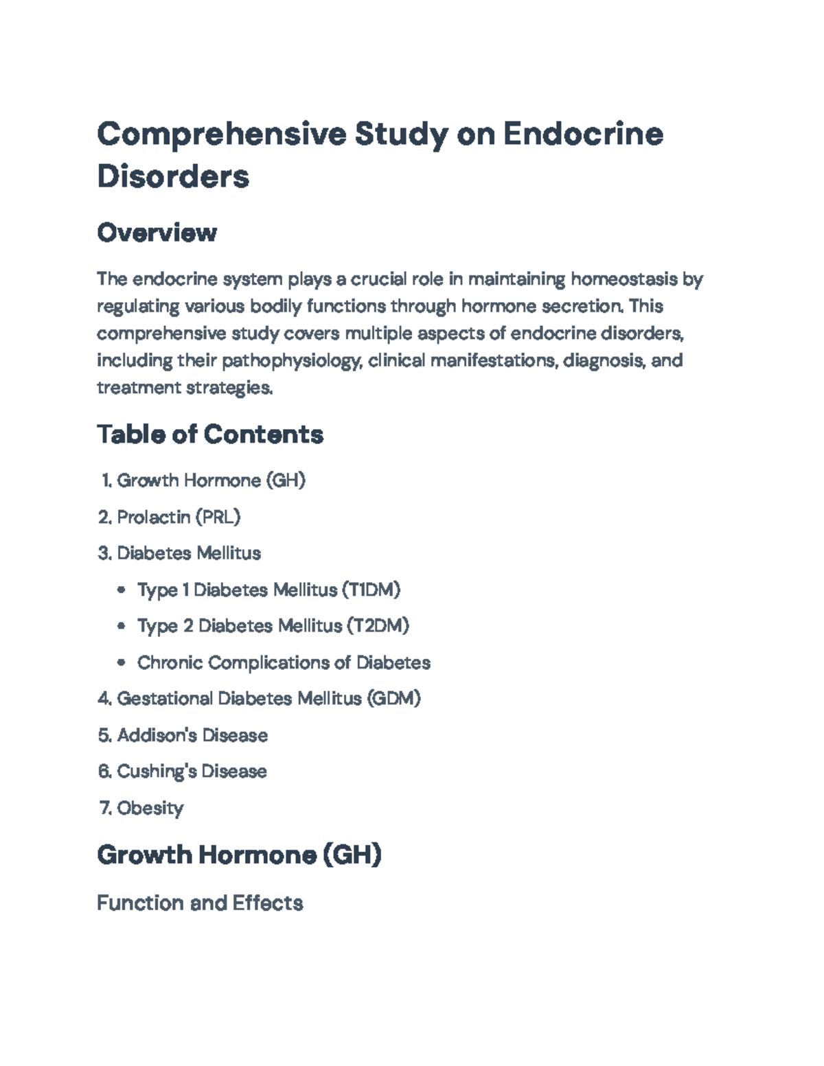 Comprehensive Study on Endocrine Disorders: Pathophysiology and ...