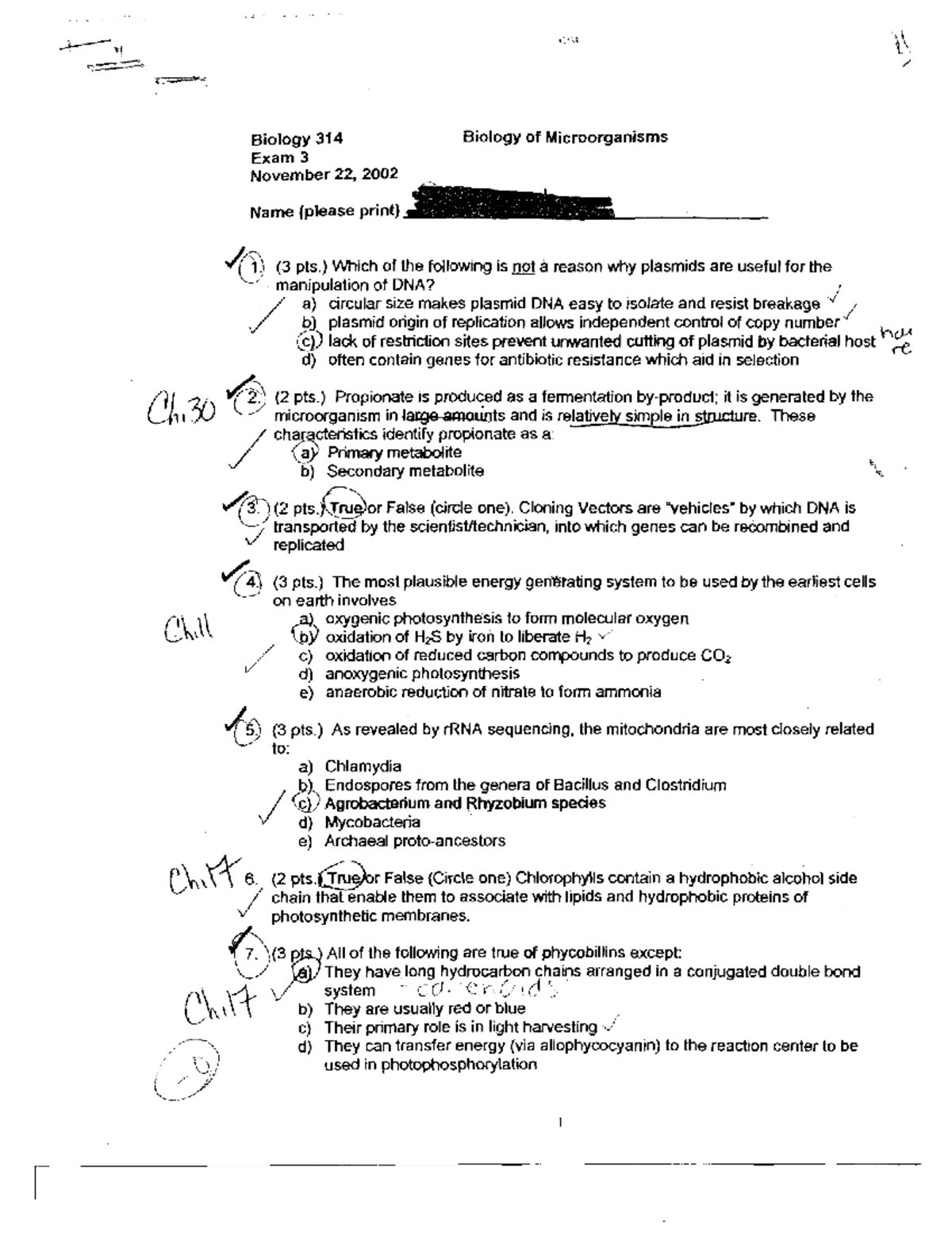 Biology 314 Microbiology Exam 3 Study Guide - November 2002 - Studocu
