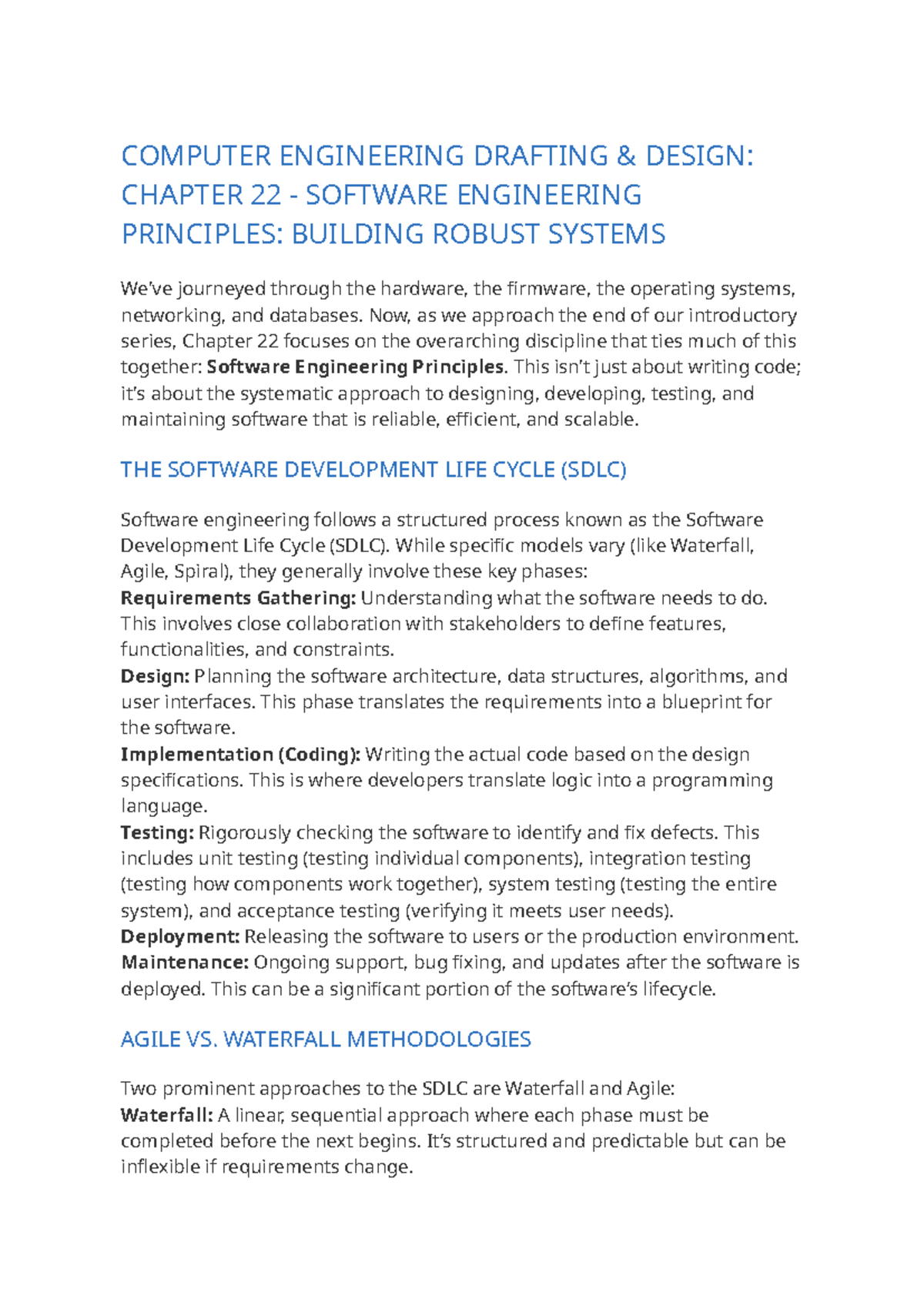COMP ENG DRAFTING: CH 22 SOFTWARE ENGINEERING PRINCIPLES - Studocu
