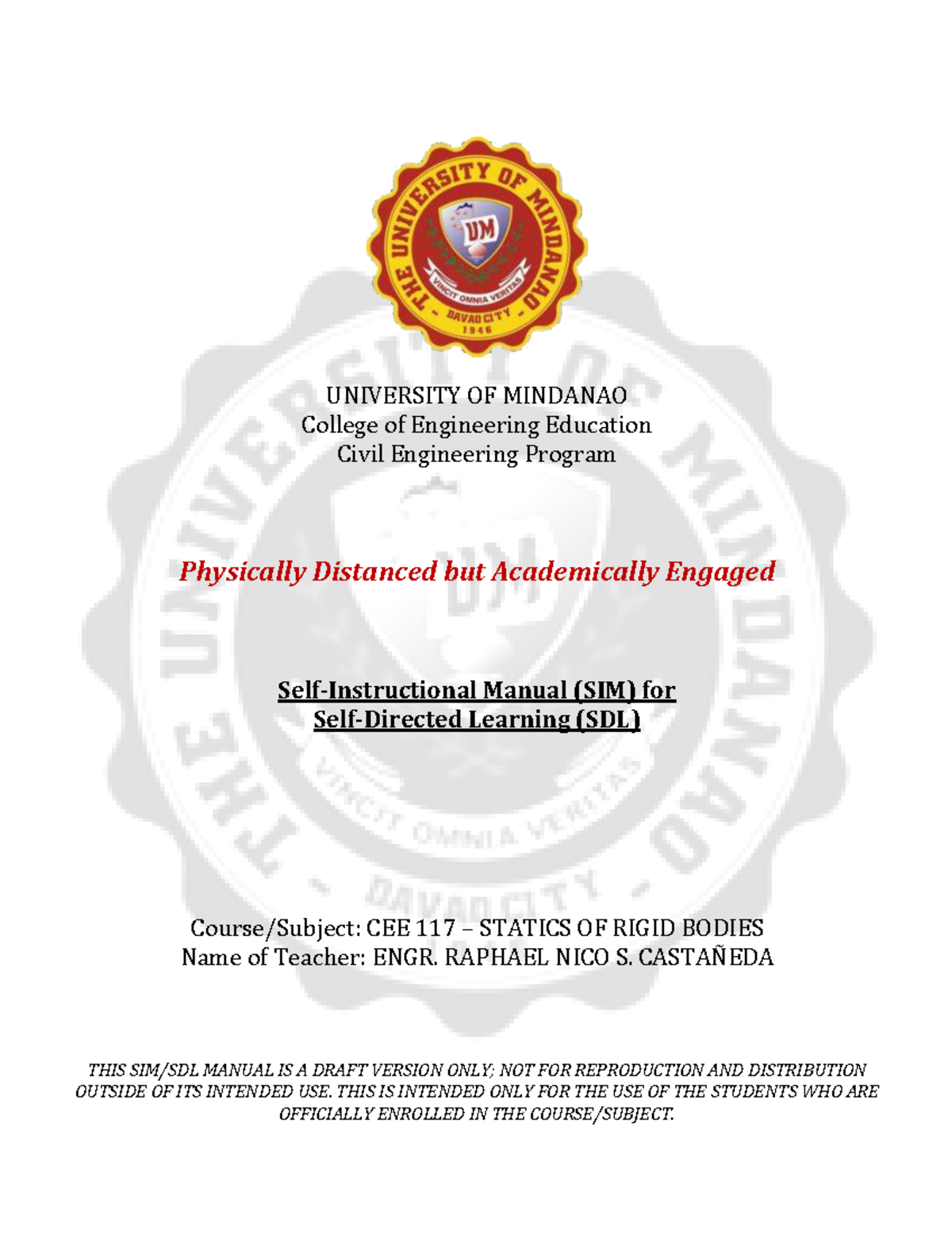 CEE 117 Final Exam Manual: Statics of Rigid Bodies Guide - Studocu