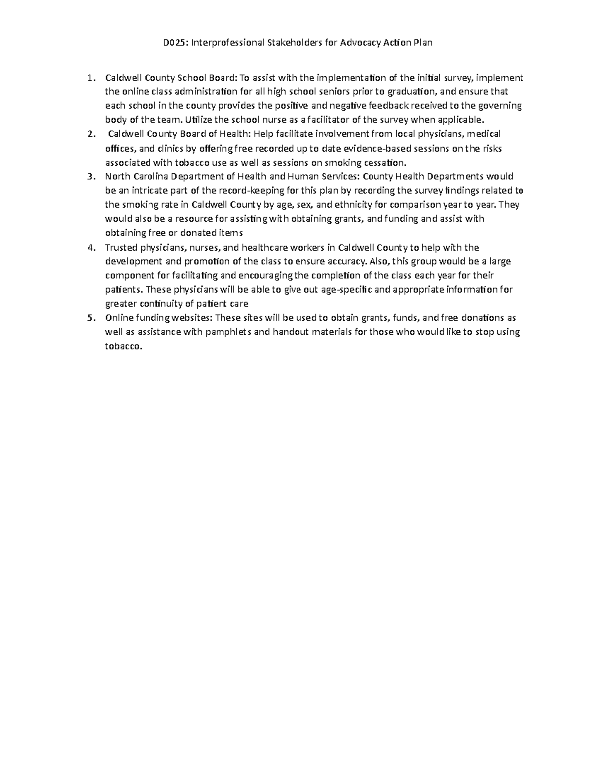 D025 Key stakeholders - D025: Interprofessional Stakeholders for ...