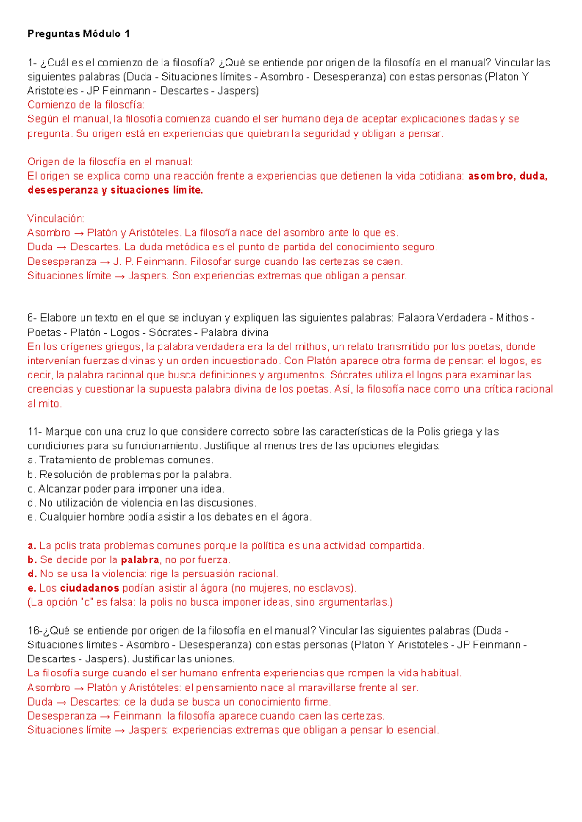 Preguntas del Parcial de Filosofía: Módulo 1 y 2 - Studocu