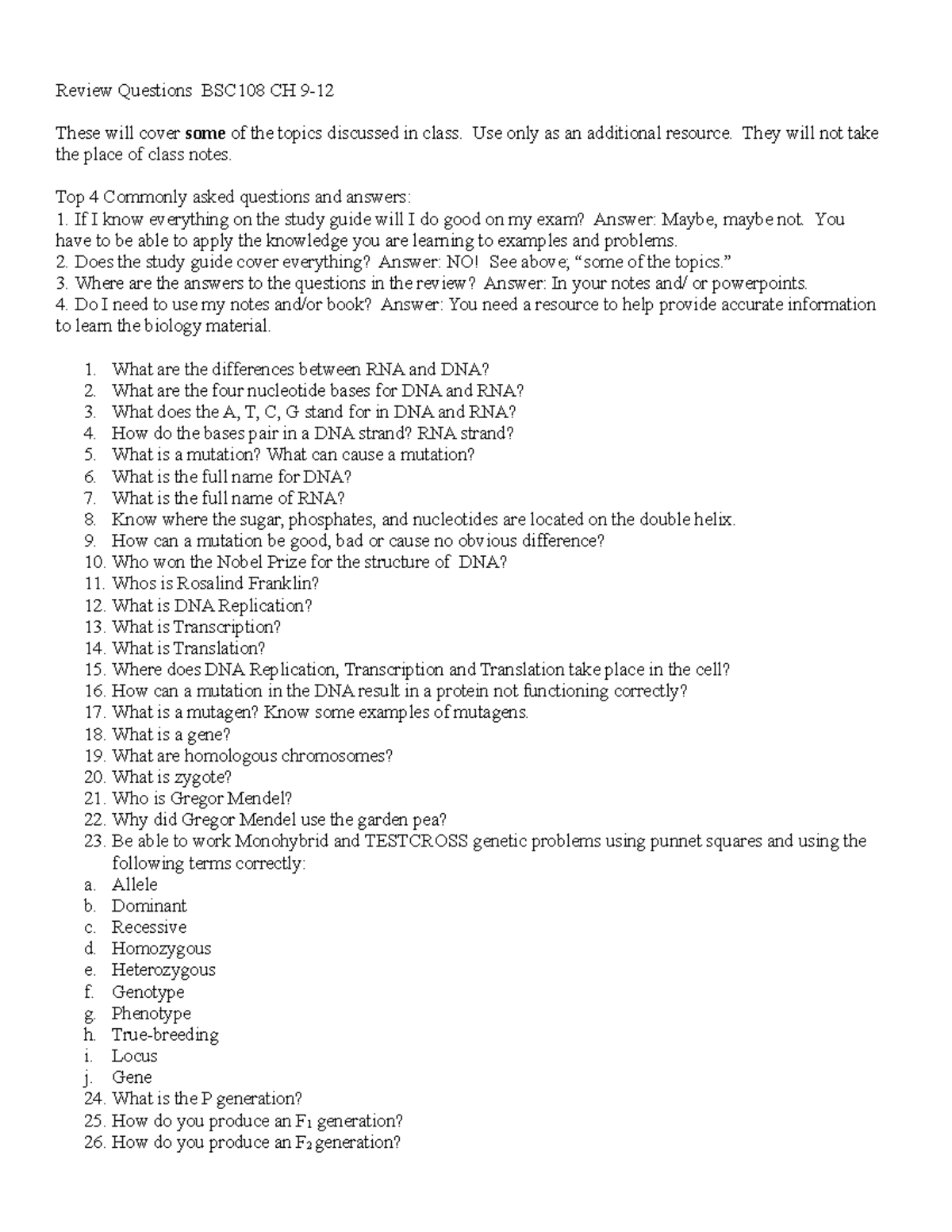 Review Test 3 (CH 9-12)(1) - Review Questions BSC108 CH 9- These will ...