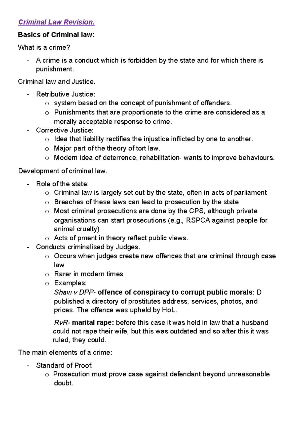 Criminal Law Revision Notes: Key Concepts and Case Law Analysis - Studocu