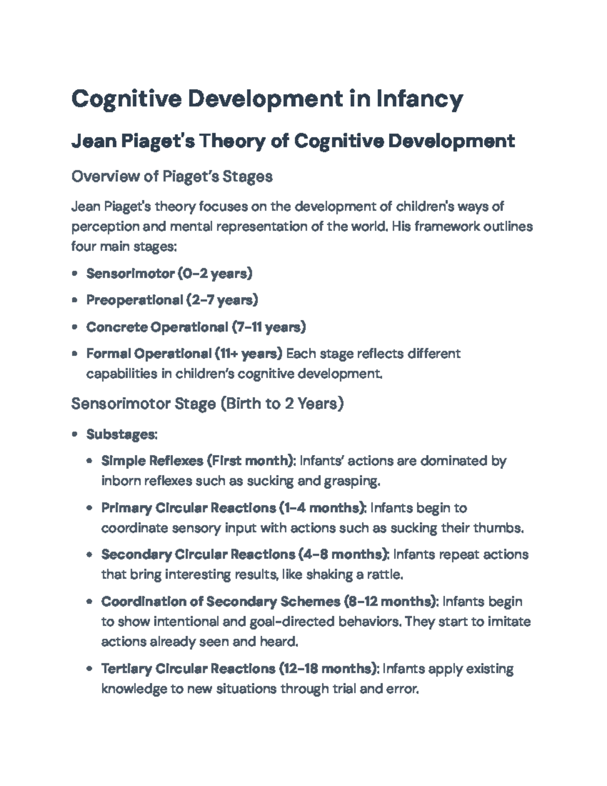 Cognitive Development in Infancy: Insights from Piaget's Theory ...