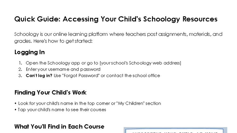 Parent Quick Guide: Accessing Schoology Resources - Studocu