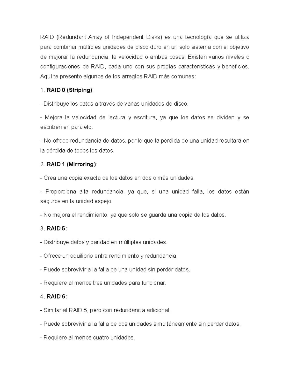 RAID - Tipos y Características de Arreglos RAID en Sistemas de ...
