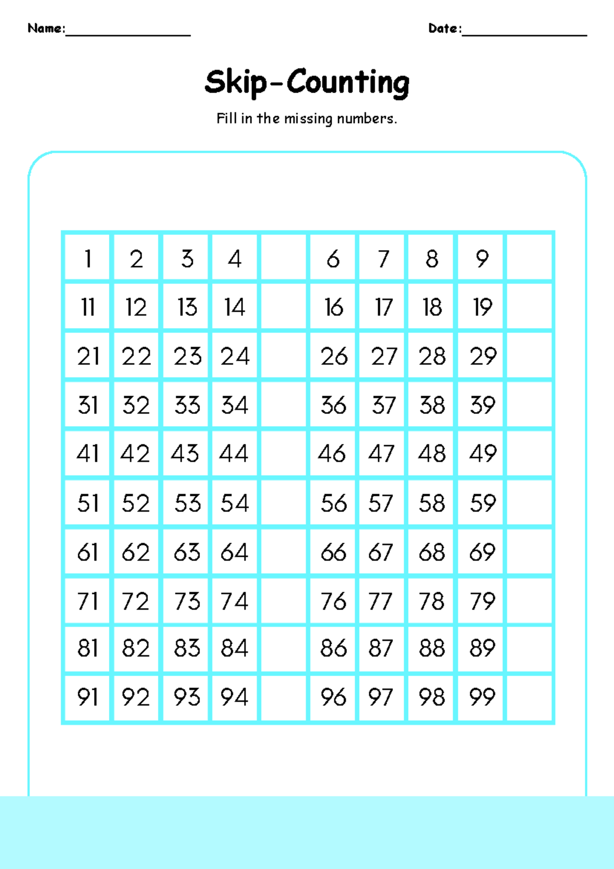 Skip Counting Practice by 5s and 10s - 2nd Grade Worksheet - Fill in ...