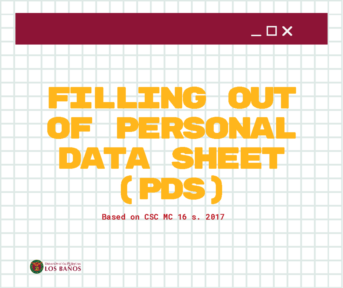 PDS Completion Guidelines (CSC MC 16 s. 2017) - Studocu