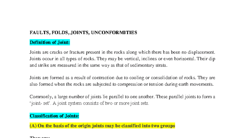 Folds, Faults, Joints - engineering geology notes on landforms and ...
