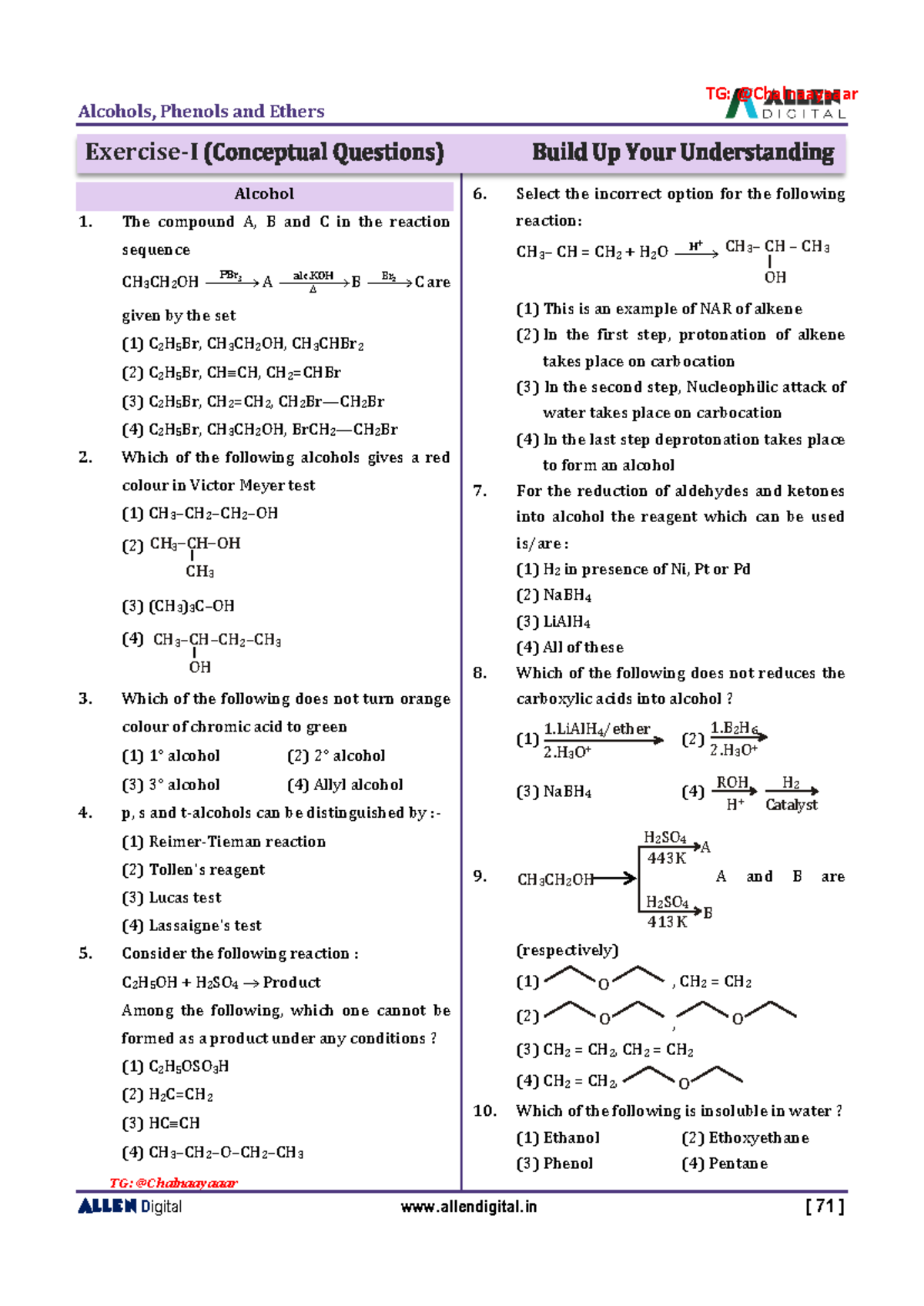 Alcohols, Phenols & Ethers - Alcohols, Phenols and Ethers Digital ...