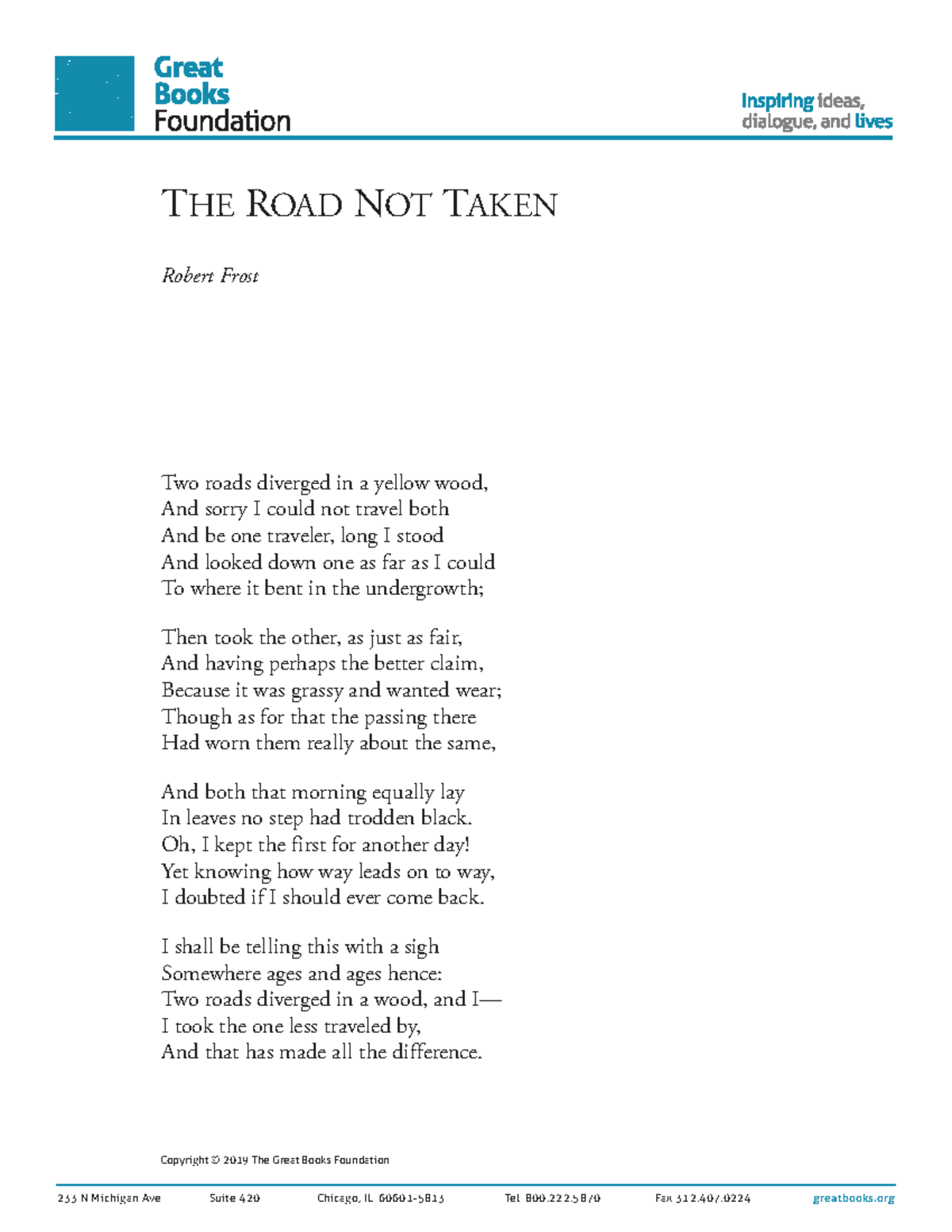 The Road Not Taken: Analysis of Robert Frost's Poem - Studocu
